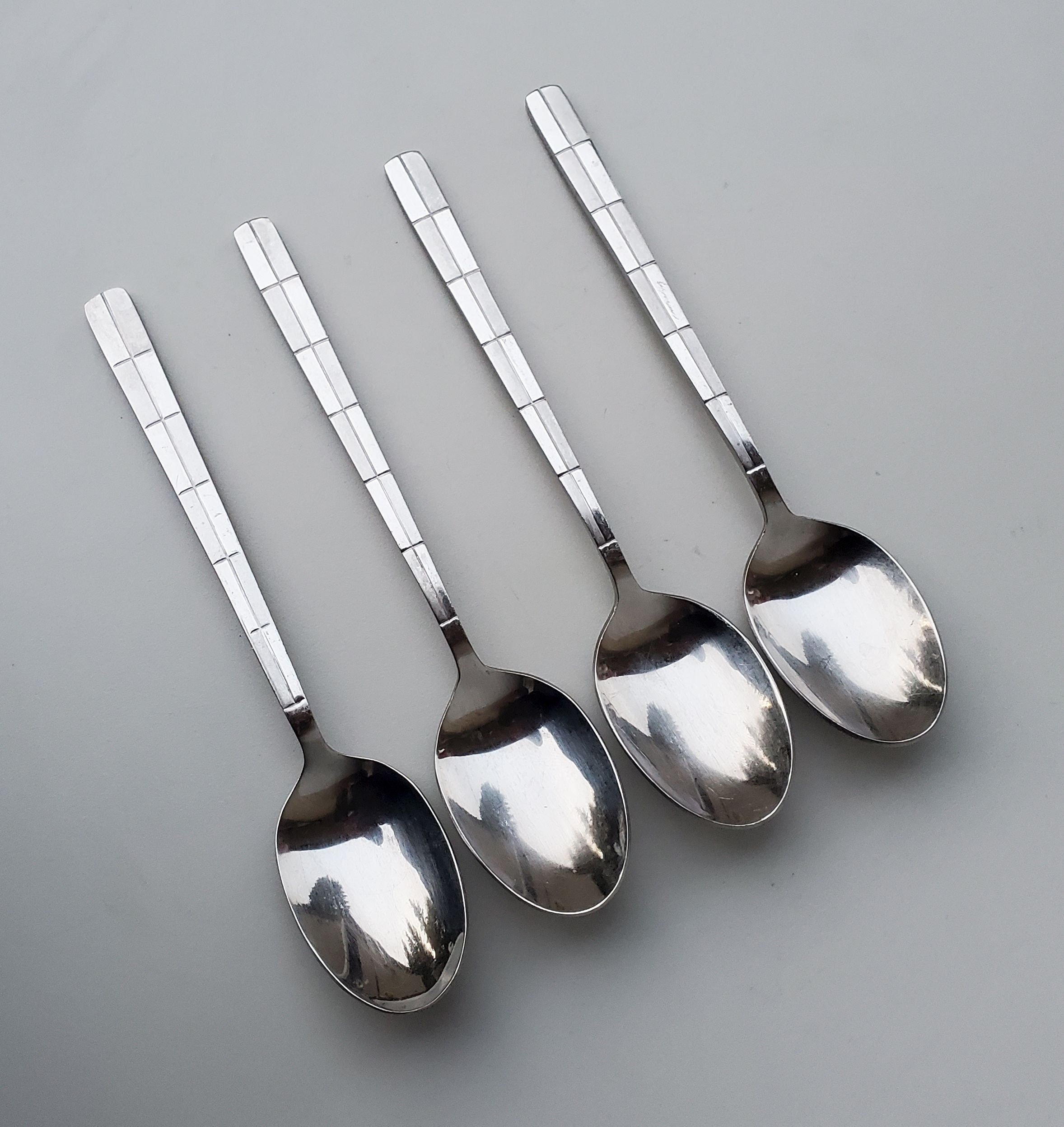 Cambridge 18/0 Stainless Landscape Pattern Set of 4 Soup Spoons Satin ...