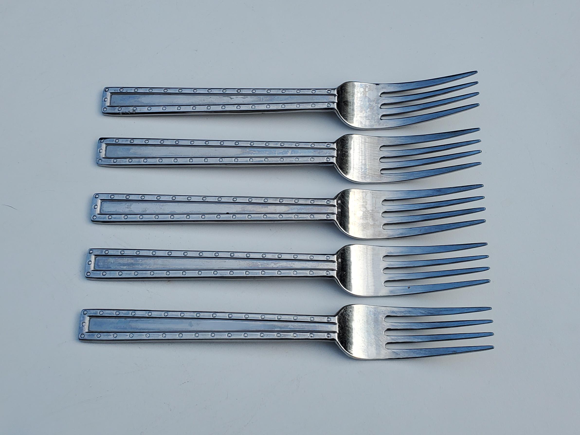 Oneida Stainless Circle Dot Border Design Flatware - Set of 5 Dinner ...