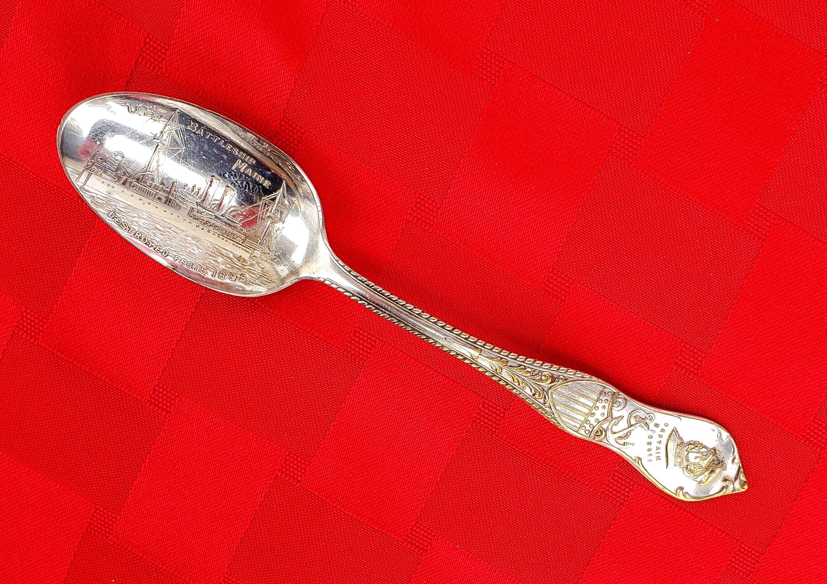 U S Battleship Maine Commemorative Novelty Spoon Captain Sigsbee ...