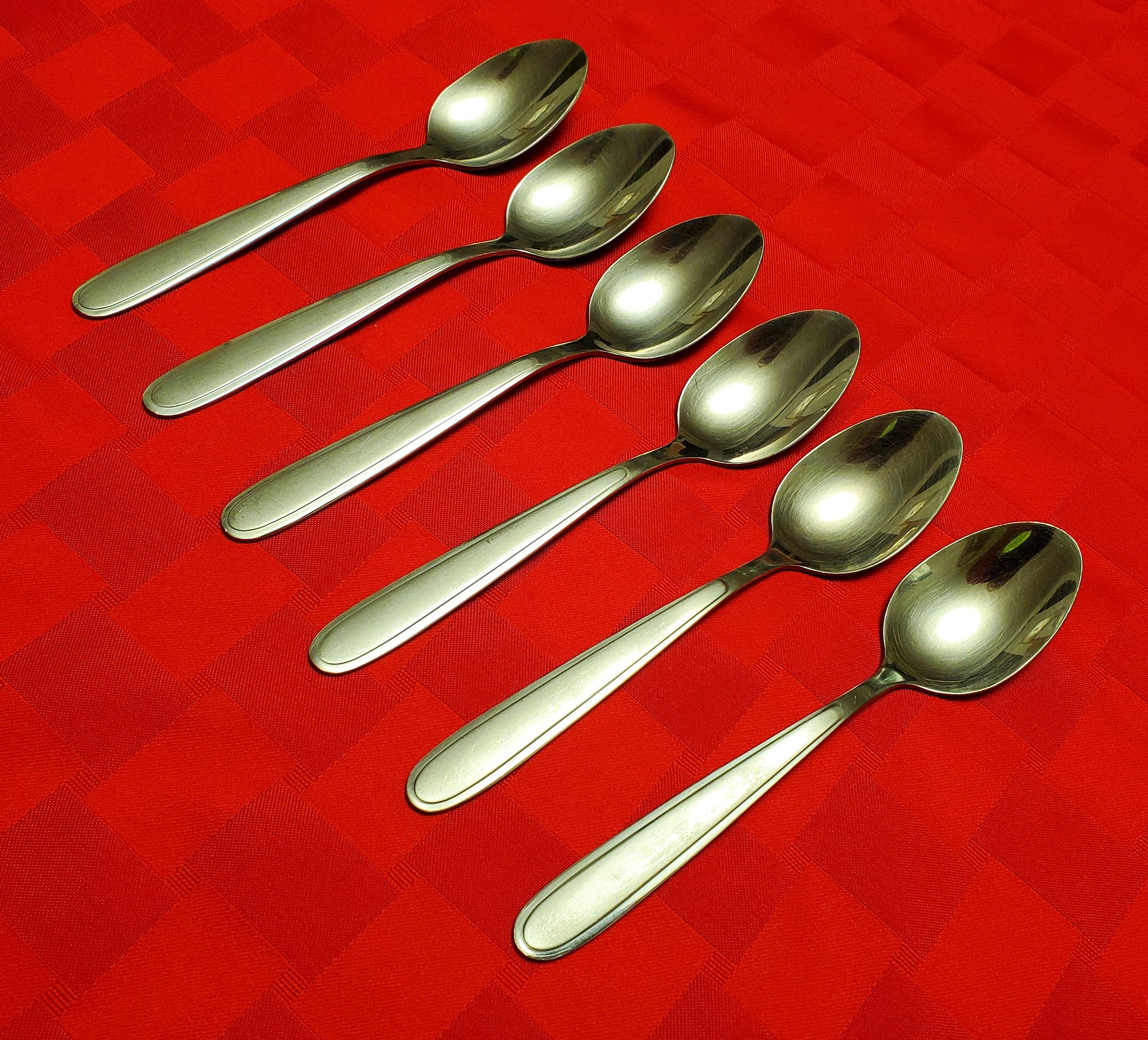 Oneida Jordan Pattern Stainless 18/10 Teaspoon Set of 7 Teaspoons Satin ...
