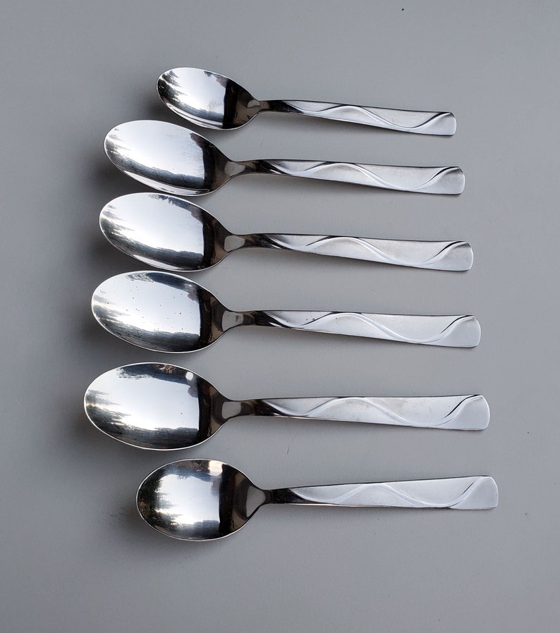 Cambridge Stainless Boa Frost Pattern Set of 6 Spoons 4 Soup Spoons 2 ...
