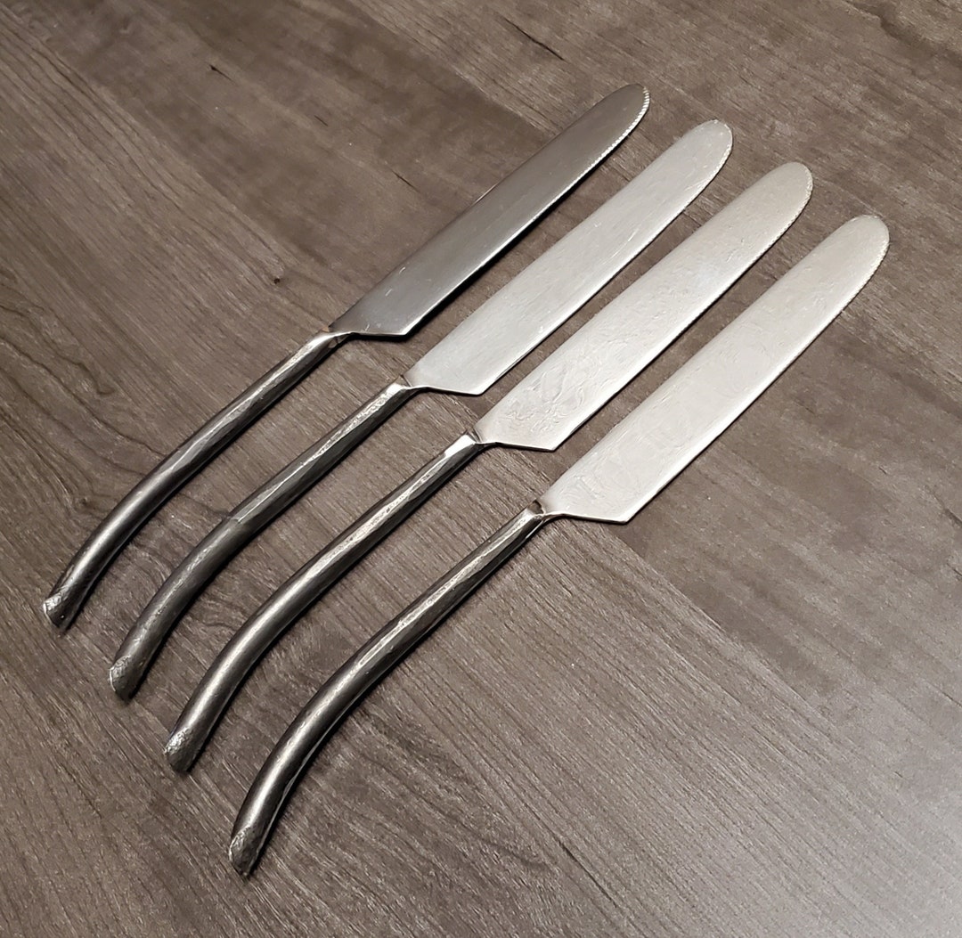 Inox Artisan Stainless Twig Pattern Set of 4 Dinner Knives - Black ...