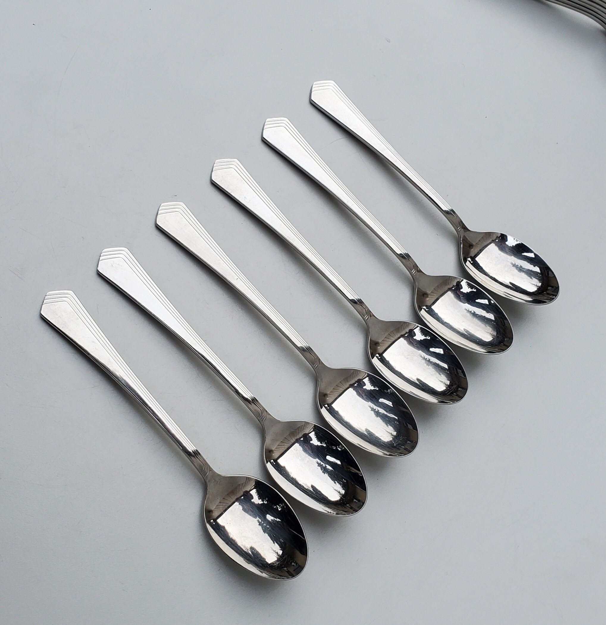 Yamazaki 18/8 Stainless Ramona Pattern Set of 7 Soup Spoons Glossy ...