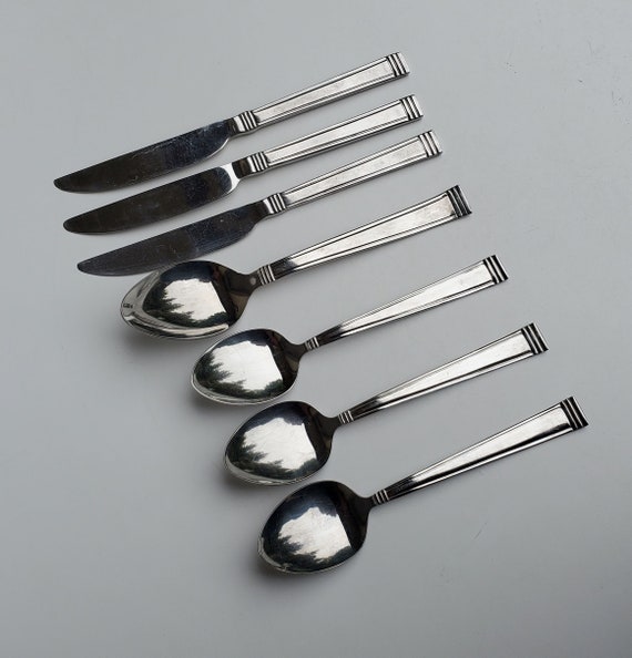 Farberware 18/8 Stainless Linea Pattern Set of 8 Pieces 3 - Etsy