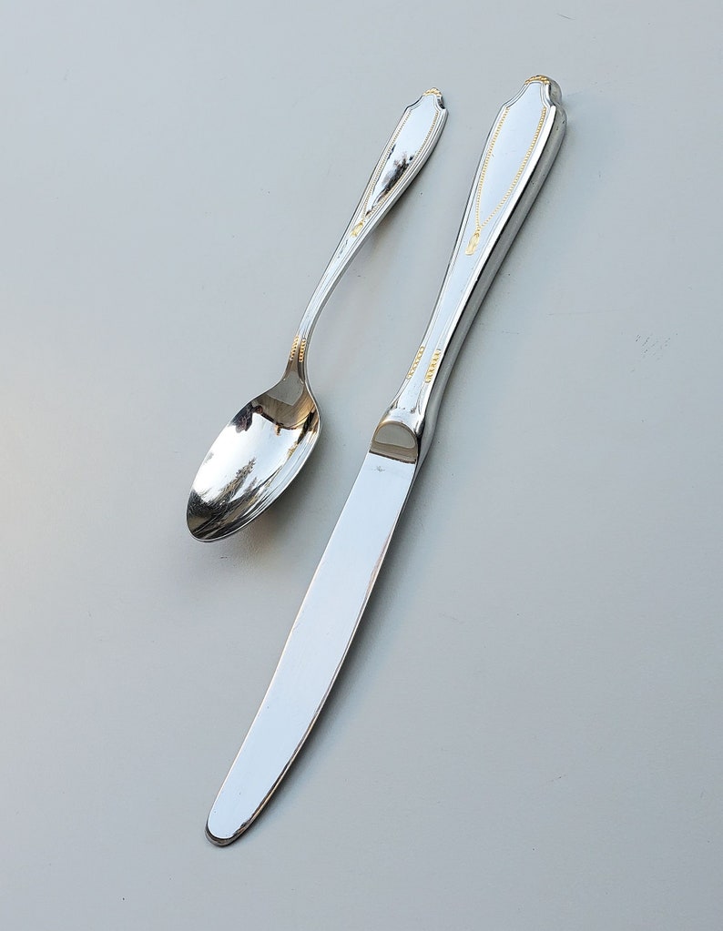 Yamazaki Stainless Victoria Gold Pattern - Set of 2 Pieces - 1 Teaspoon ...