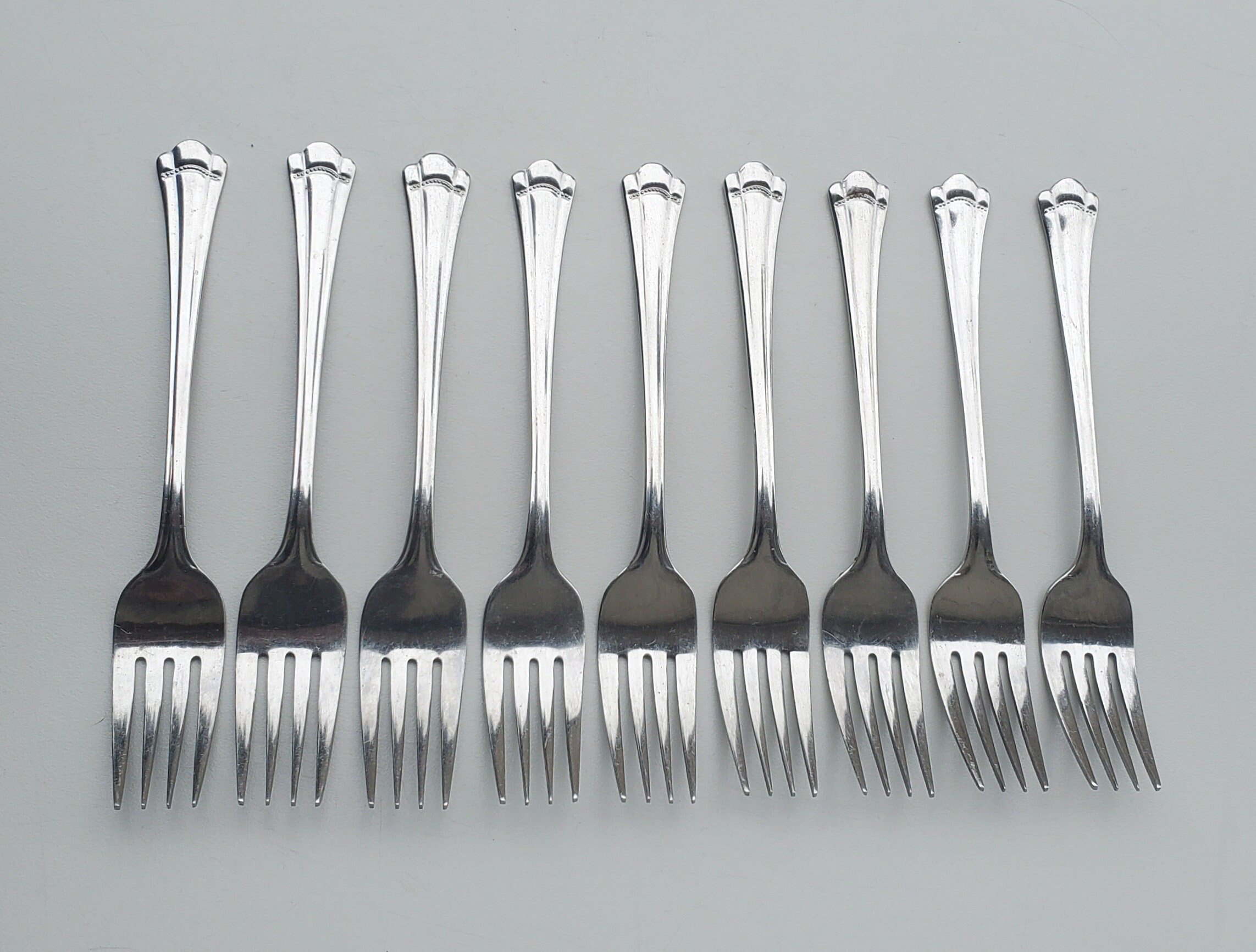 Farberware Stainless Romance Pattern Set of 9 Salad Forks Glossy Finish ...