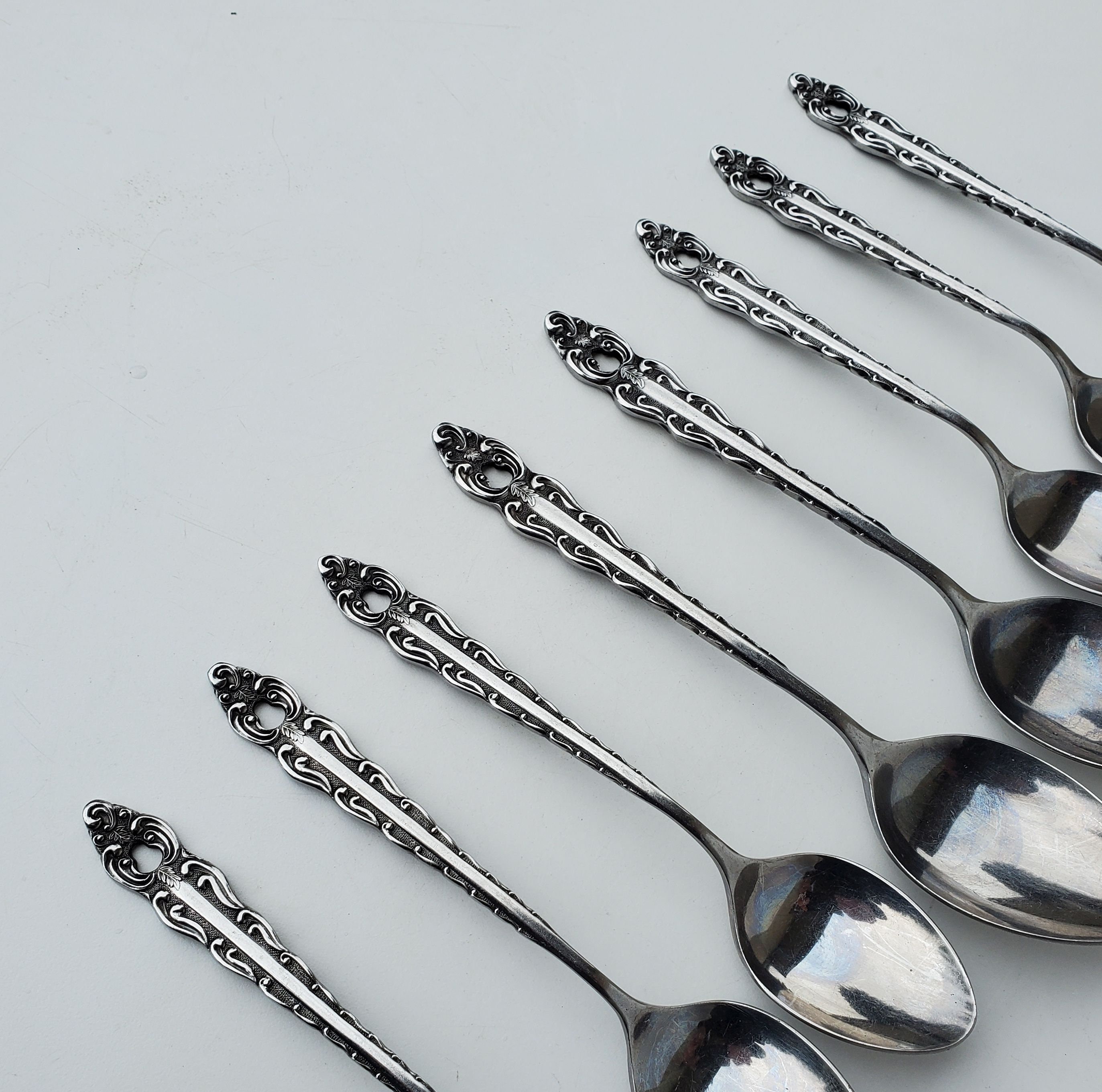 National Stainless Elysian Pattern Set of 8 Spoons 2 Soup Spoons 6 ...
