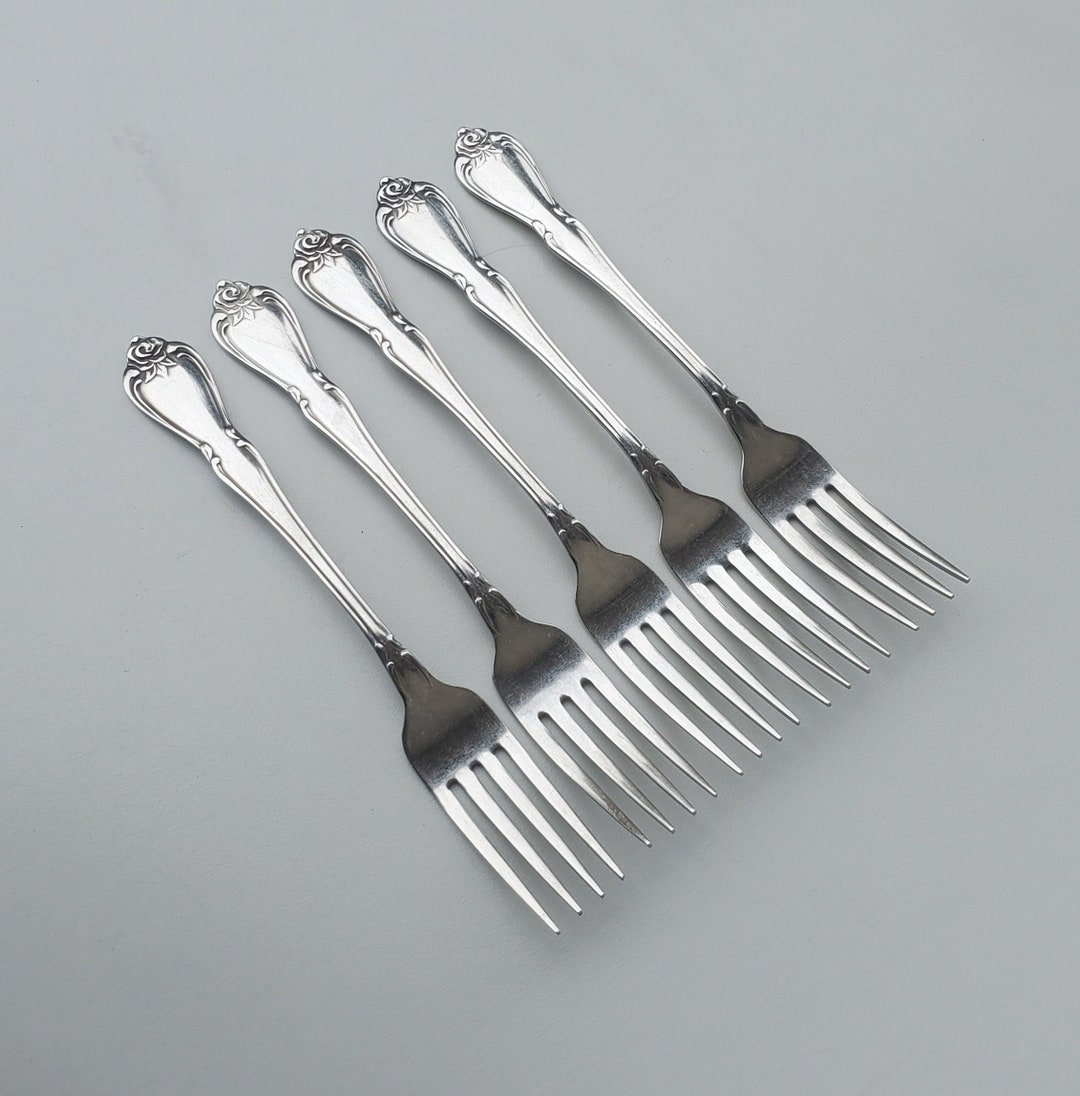 Oneida 1881 Wm Rogers Stainless Arbor Rose Pattern Set of 5 Dinner ...