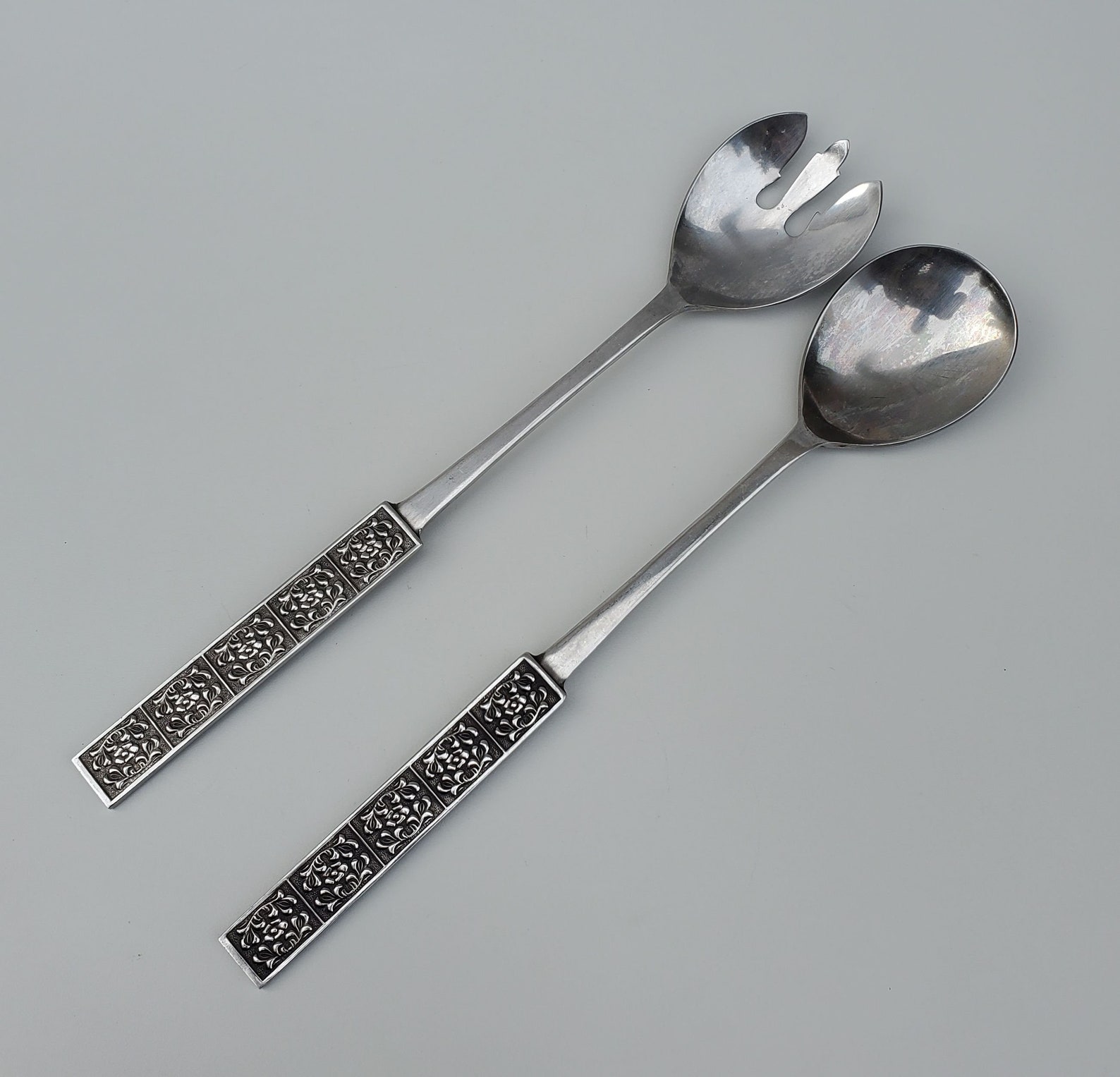 Stanley Roberts 18/8 Stainless Burguntine Velvet Pattern 2 Pc Salad ...