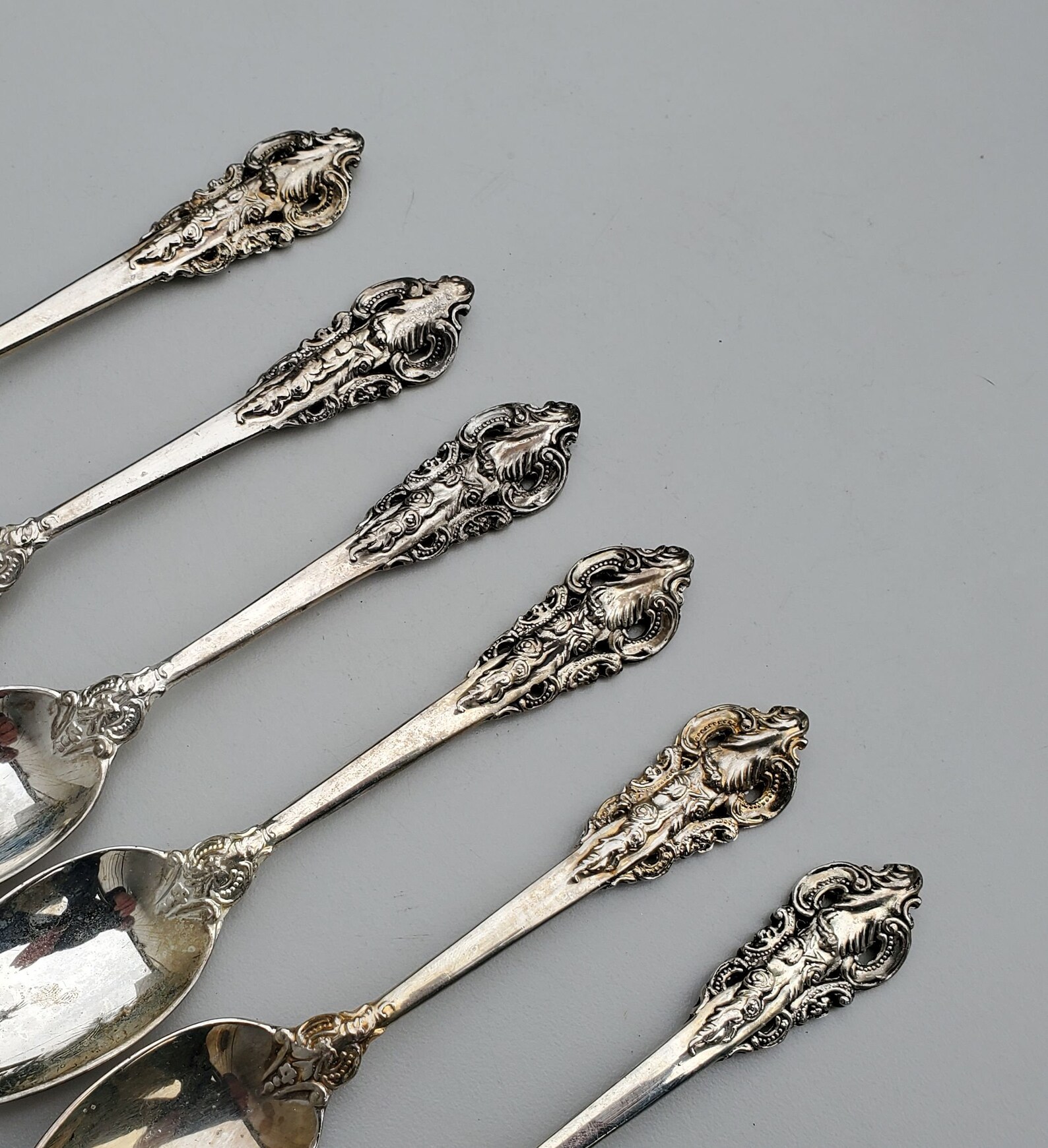 Godinger Silverplate Baroque Pattern Set of 6 Teaspoons Ornate Handle ...