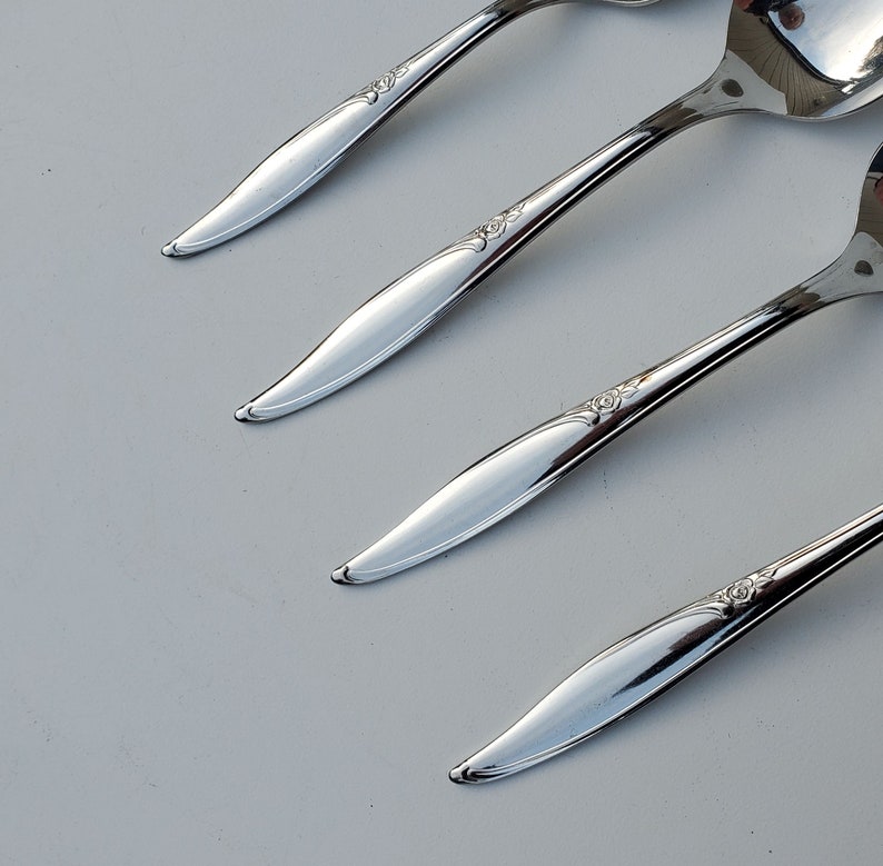 Kenwood Stainless Forever Rose Pattern Set of 4 Spoons 3 Soup Spoons 1 ...