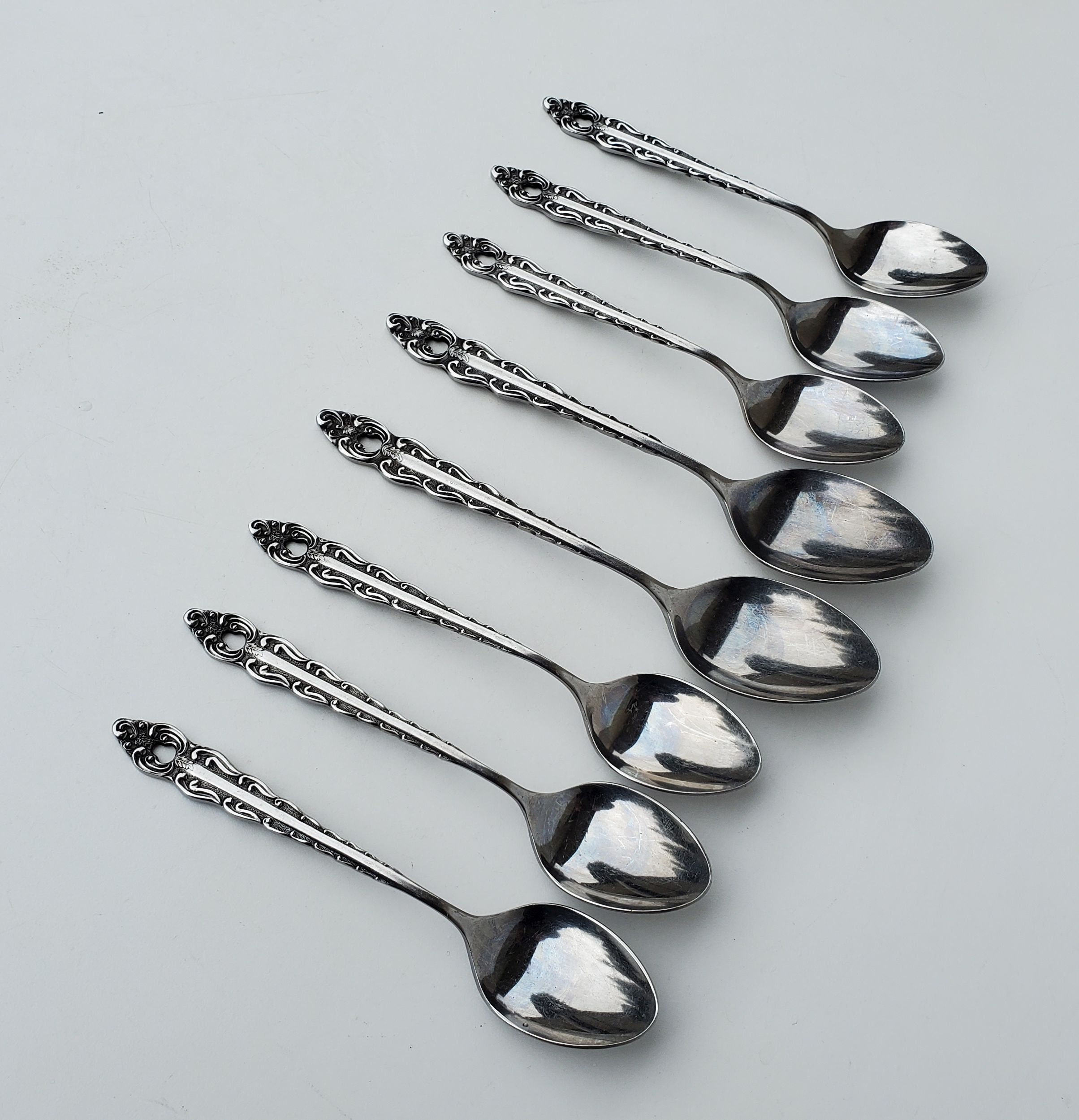 National Stainless Elysian Pattern Set of 8 Spoons 2 Soup Spoons 6 ...