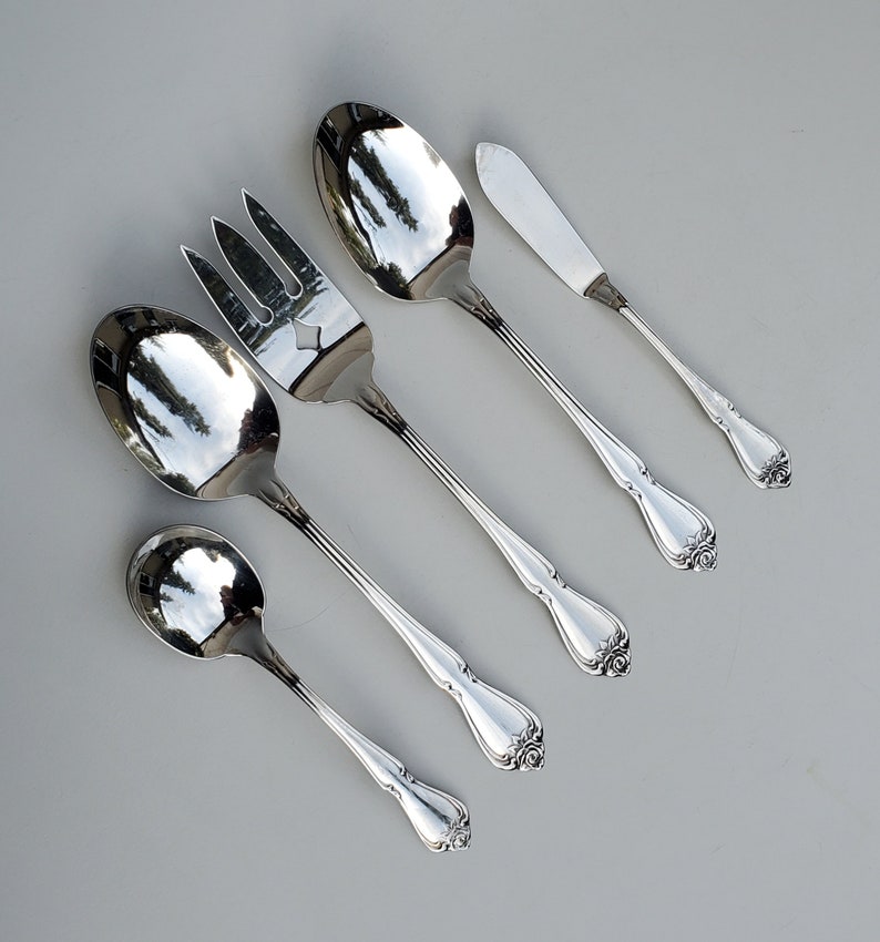 Oneida Ltd 1881 Wm Rogers Arbor Rose Pattern Set of 5 Serving Pieces ...