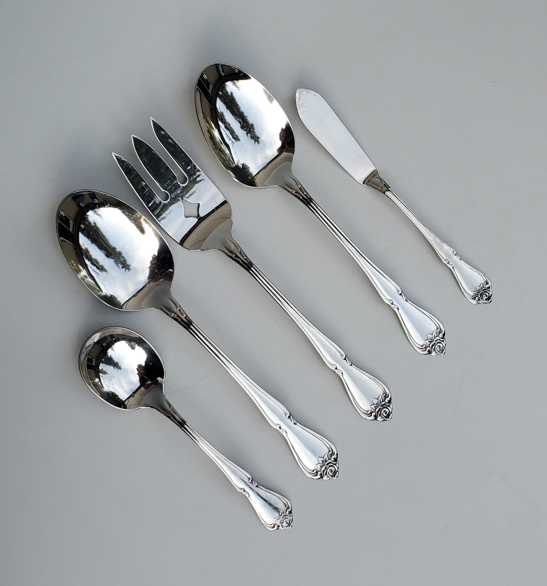 Oneida Ltd 1881 Wm Rogers Arbor Rose Pattern Set of 5 Serving Pieces ...