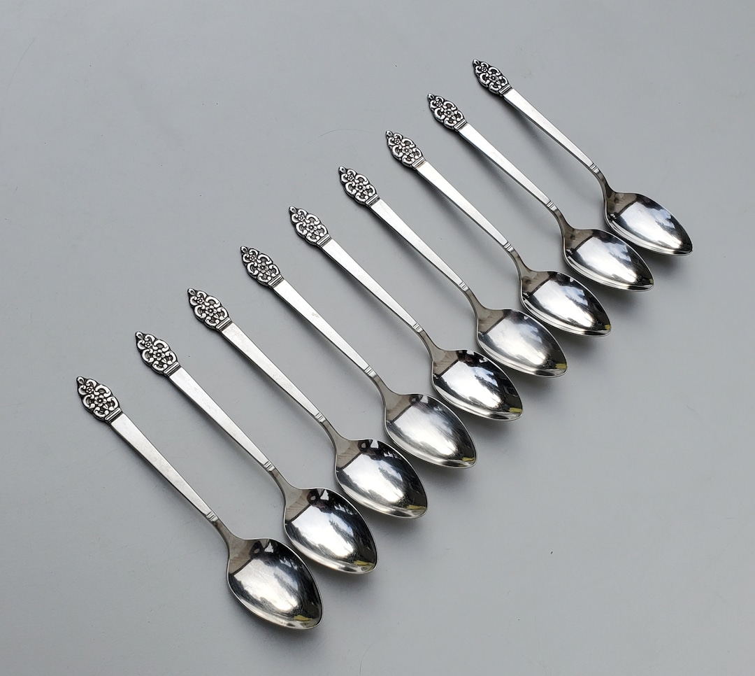 Oneida Stainless Nordic Crown - Set of 9 Teaspoons - Glossy Bowls ...