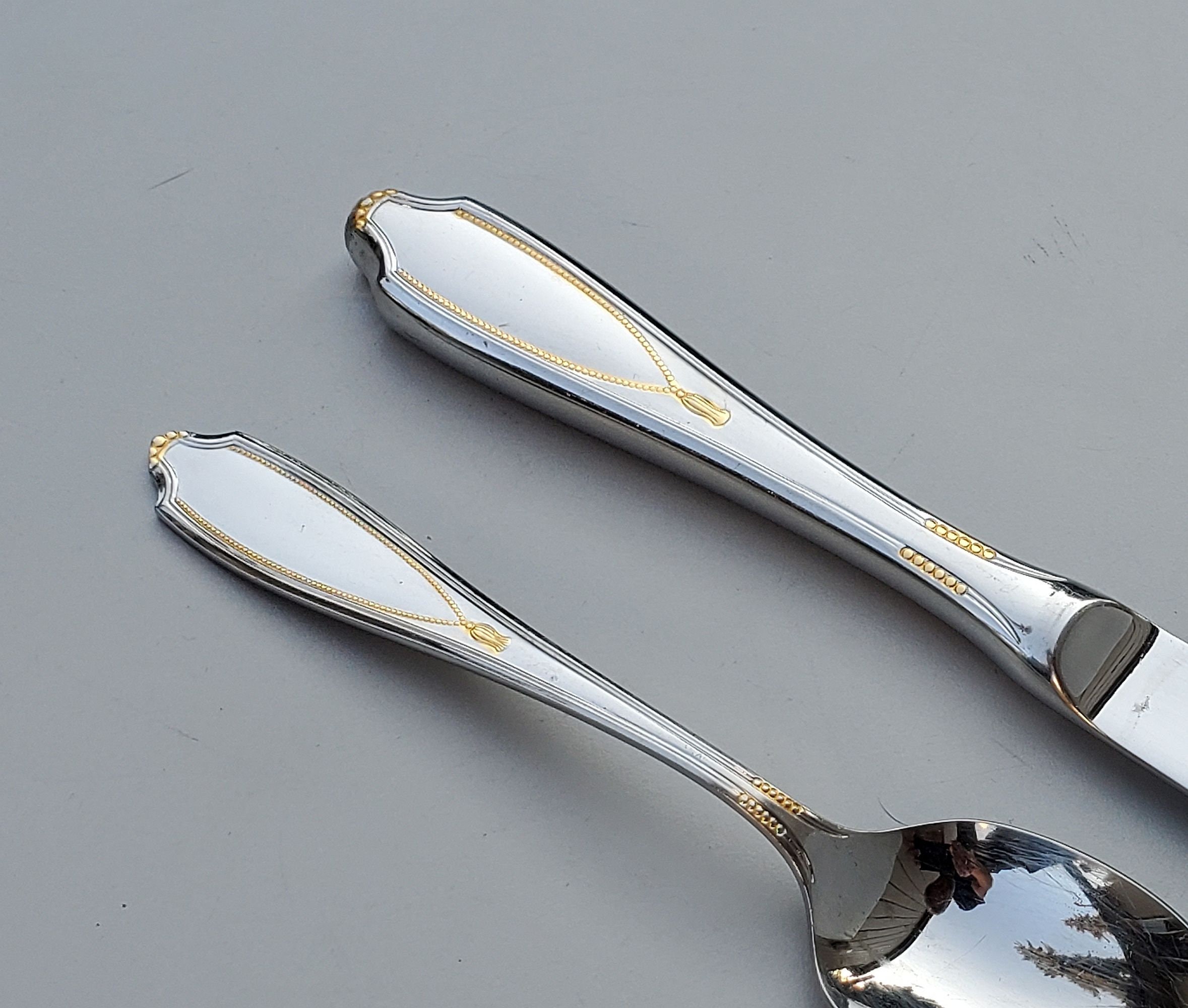 Yamazaki Stainless Victoria Gold Pattern - Set of 2 Pieces - 1 Teaspoon ...