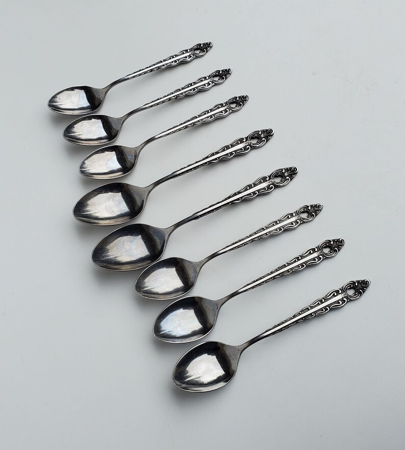 National Stainless Elysian Pattern Set of 8 Spoons 2 Soup Spoons 6 ...