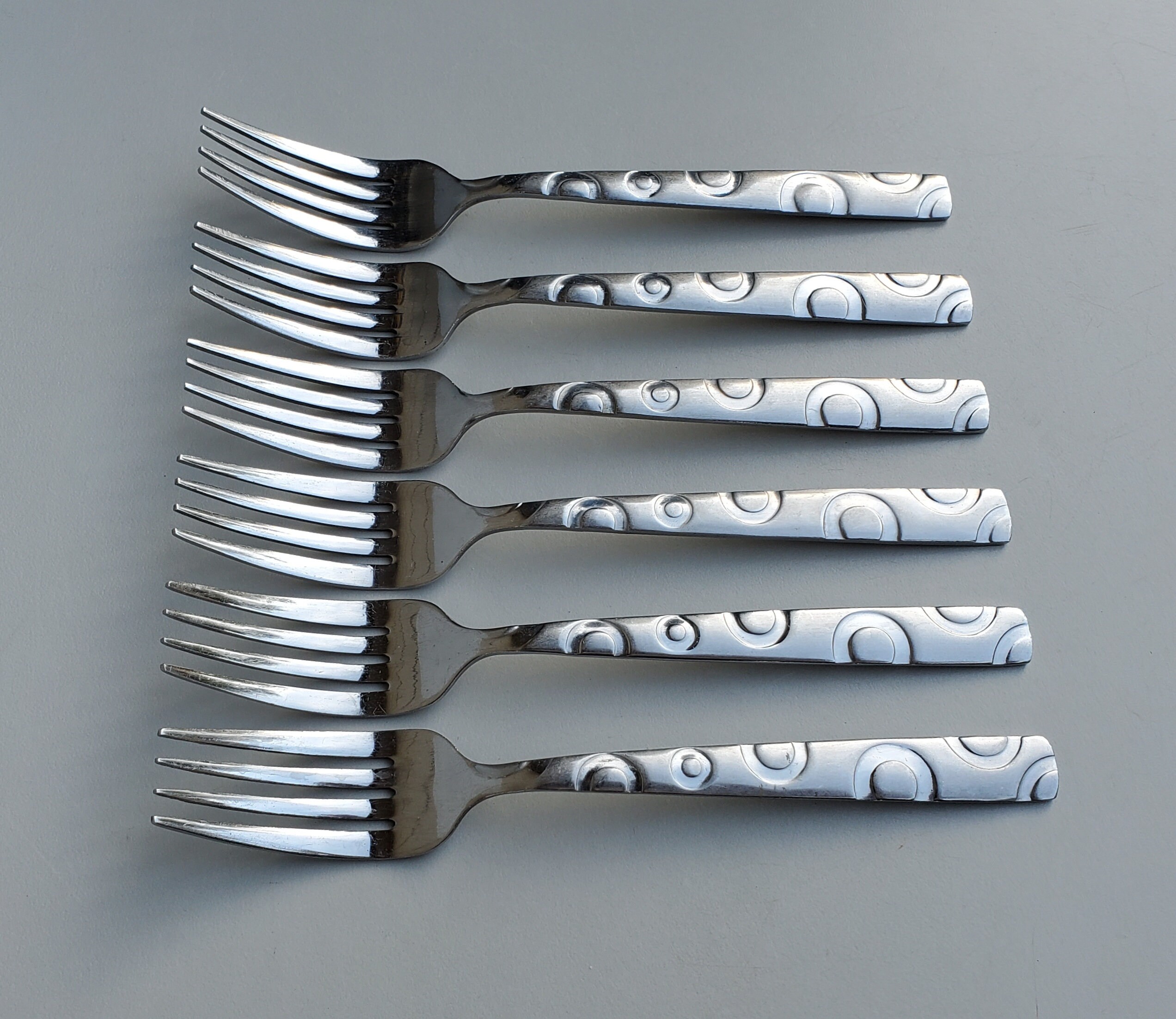 Cambridge Stainless Flatware Hemisphere Pattern Set of 6 Salad Forks ...