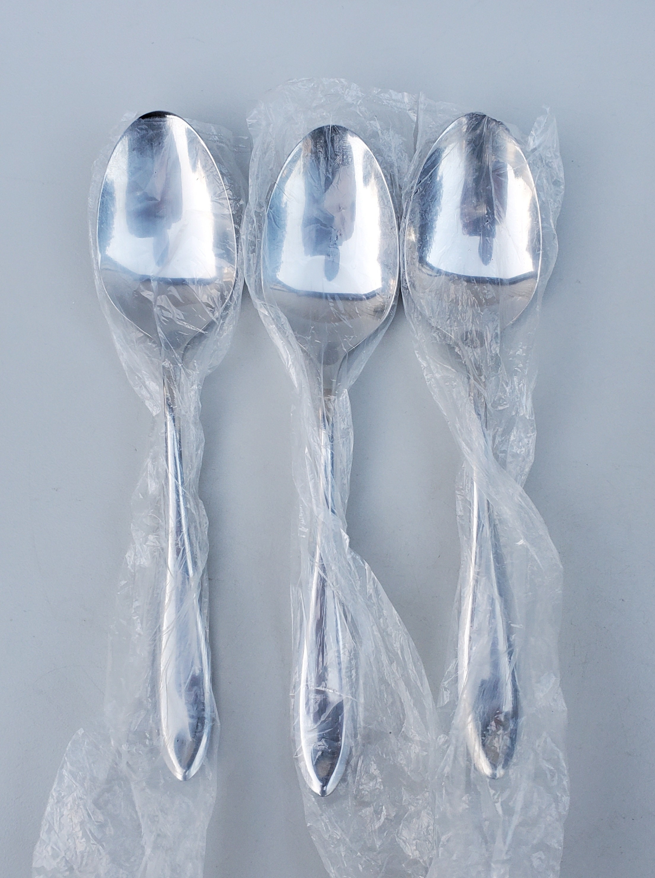 Hampton Silversmiths Conifer Pattern Set of 3 Soup Spoons Glossy Finish ...