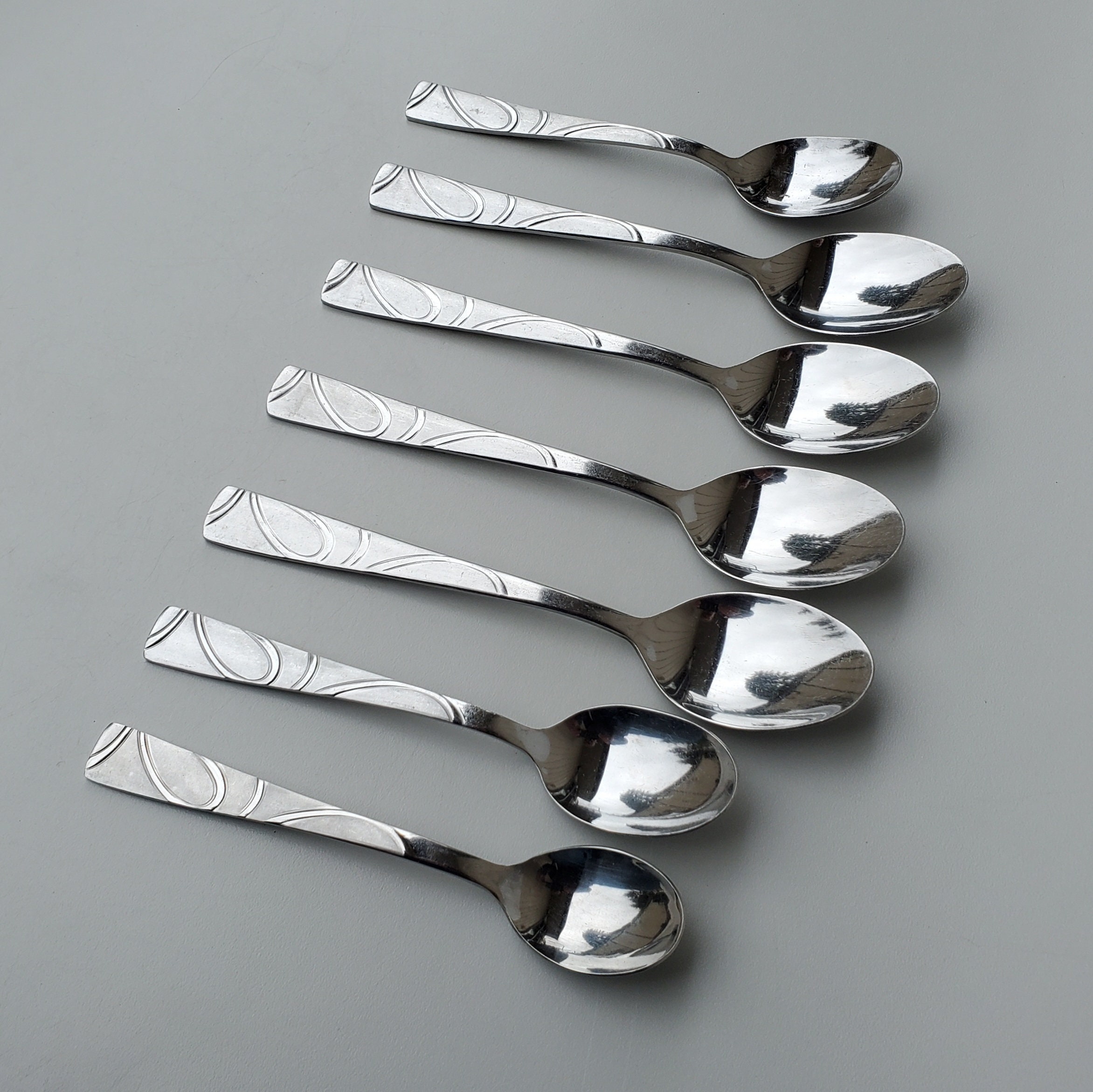 Cambridge Stainless Sasha Sand Pattern - Mixed Lot of 7 Spoons - Glossy ...