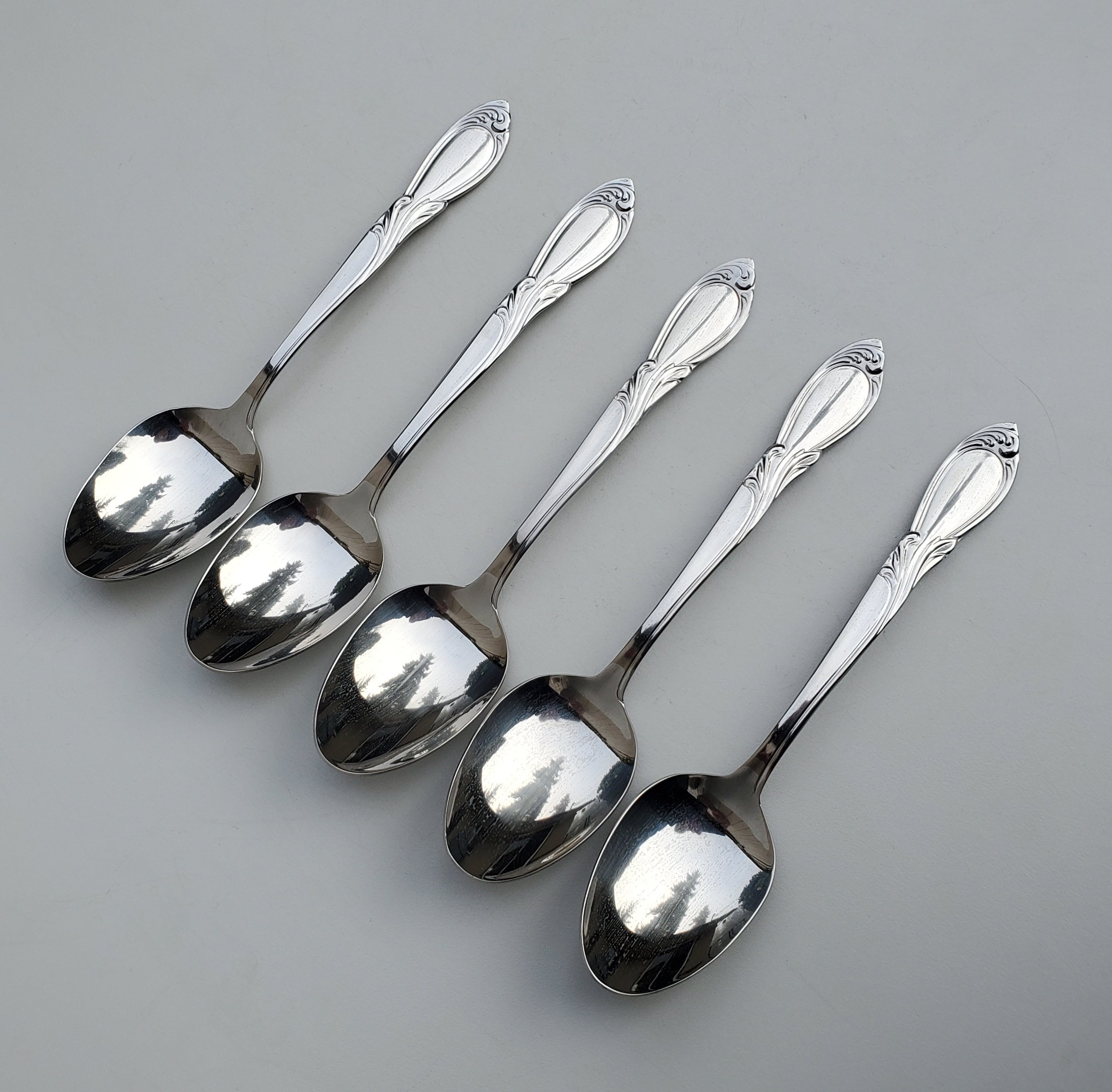 Farberware Stainless Majestic Pattern Set of 5 Soup Spoons Glossy ...