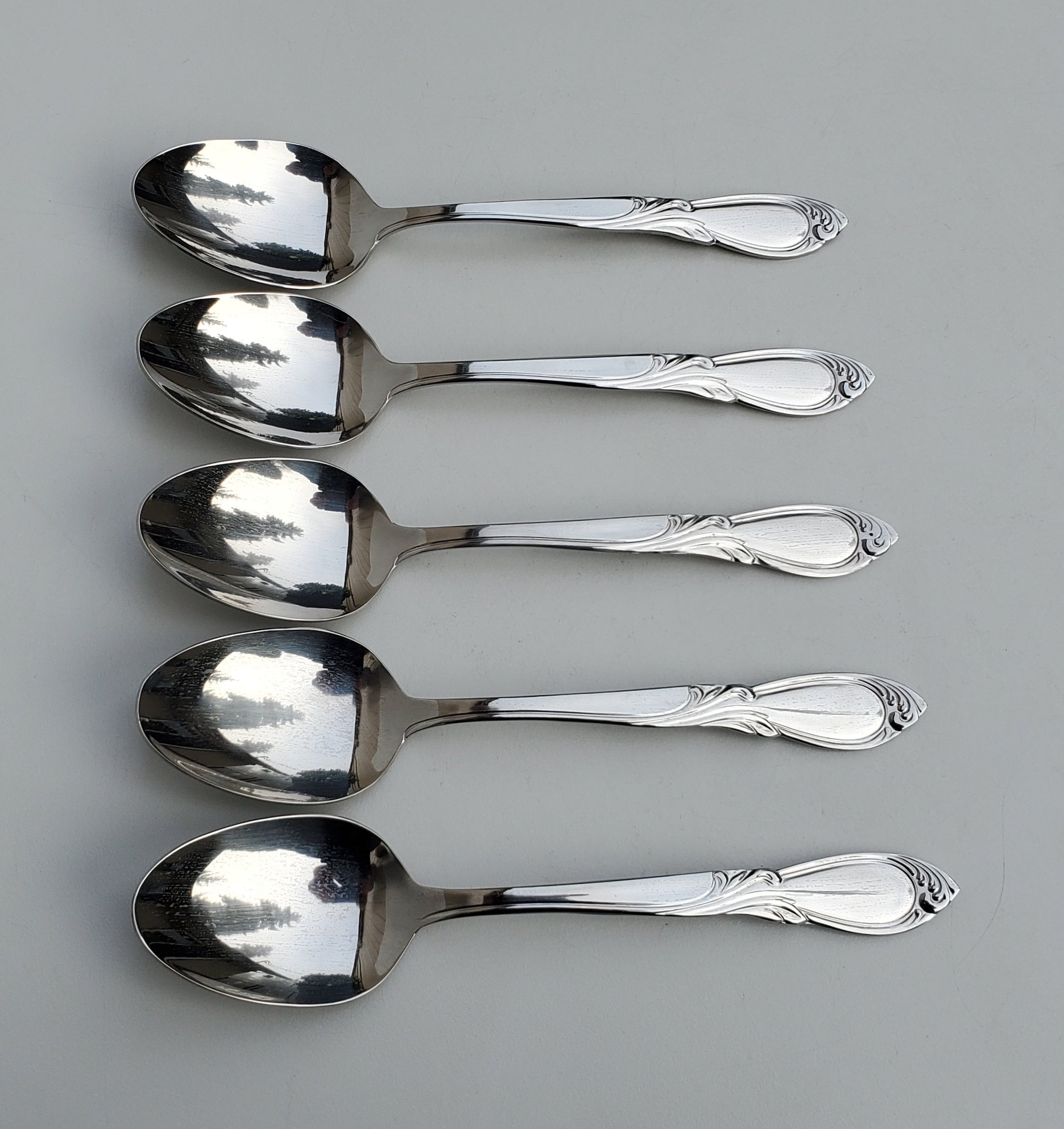 Farberware Stainless Majestic Pattern Set of 5 Soup Spoons Glossy ...