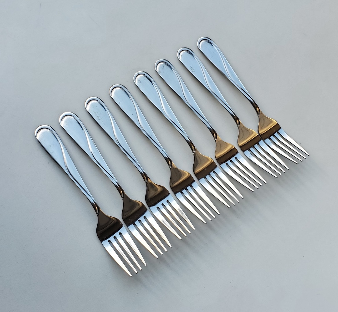 Hampton Silversmiths 18/0 Stainless Swirl Pattern - Set of 8 Salad ...