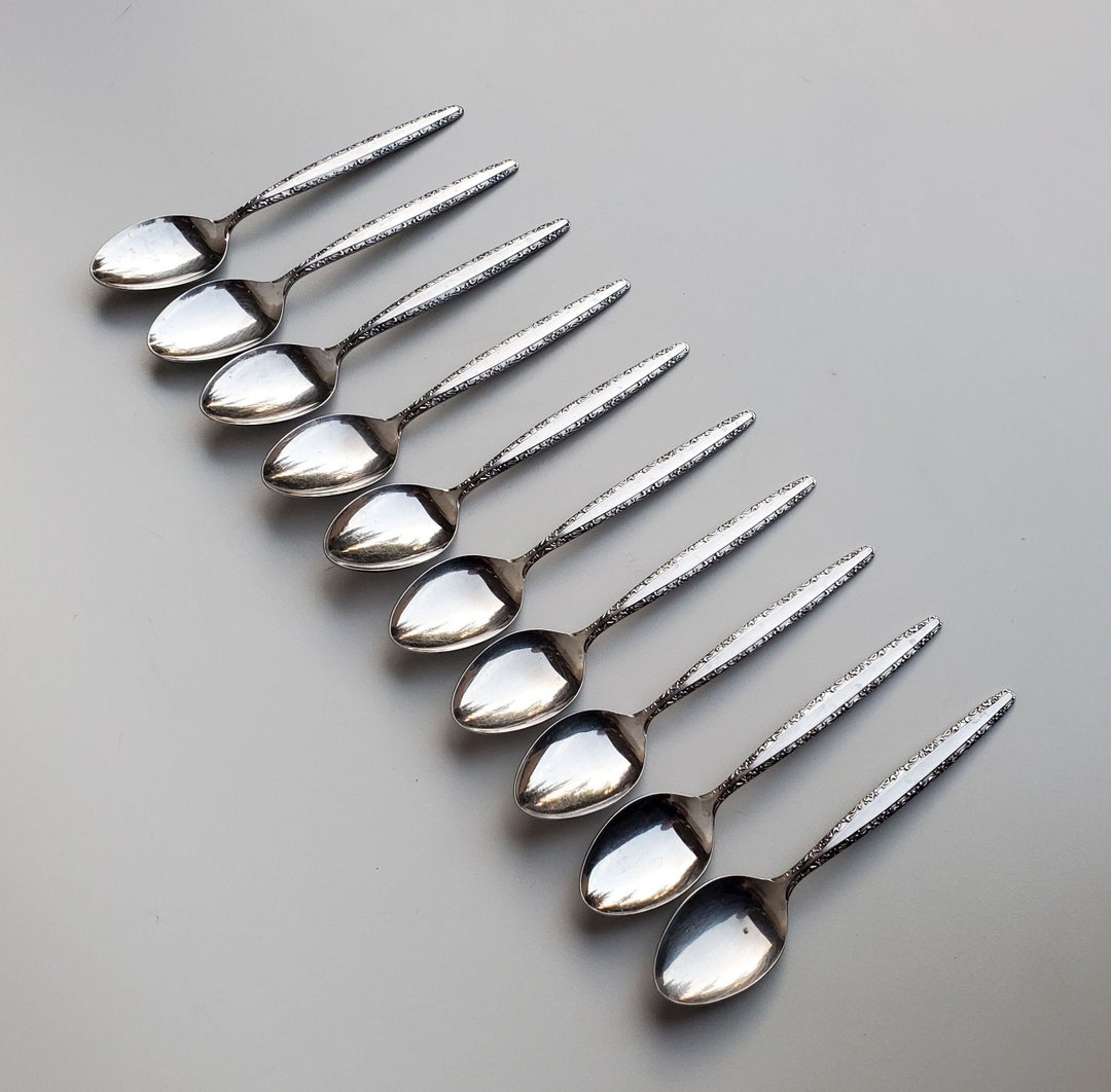 Riviera Stainless Livorno Pattern - Set of 10 Teaspoons - Glossy Floral ...