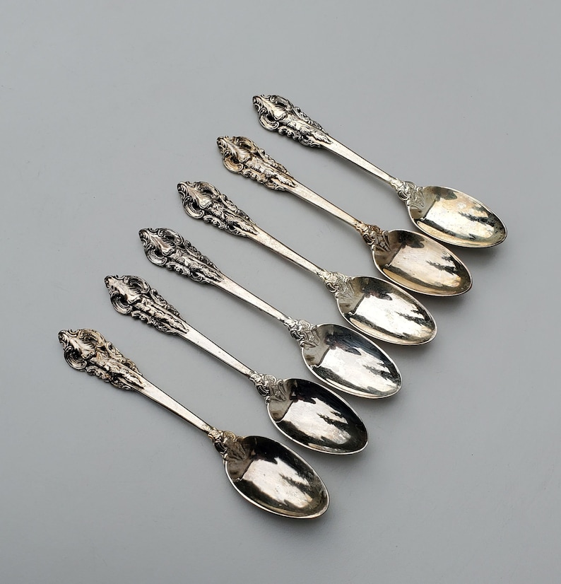 Godinger Silverplate Baroque Pattern Set of 6 Teaspoons Ornate Handle ...