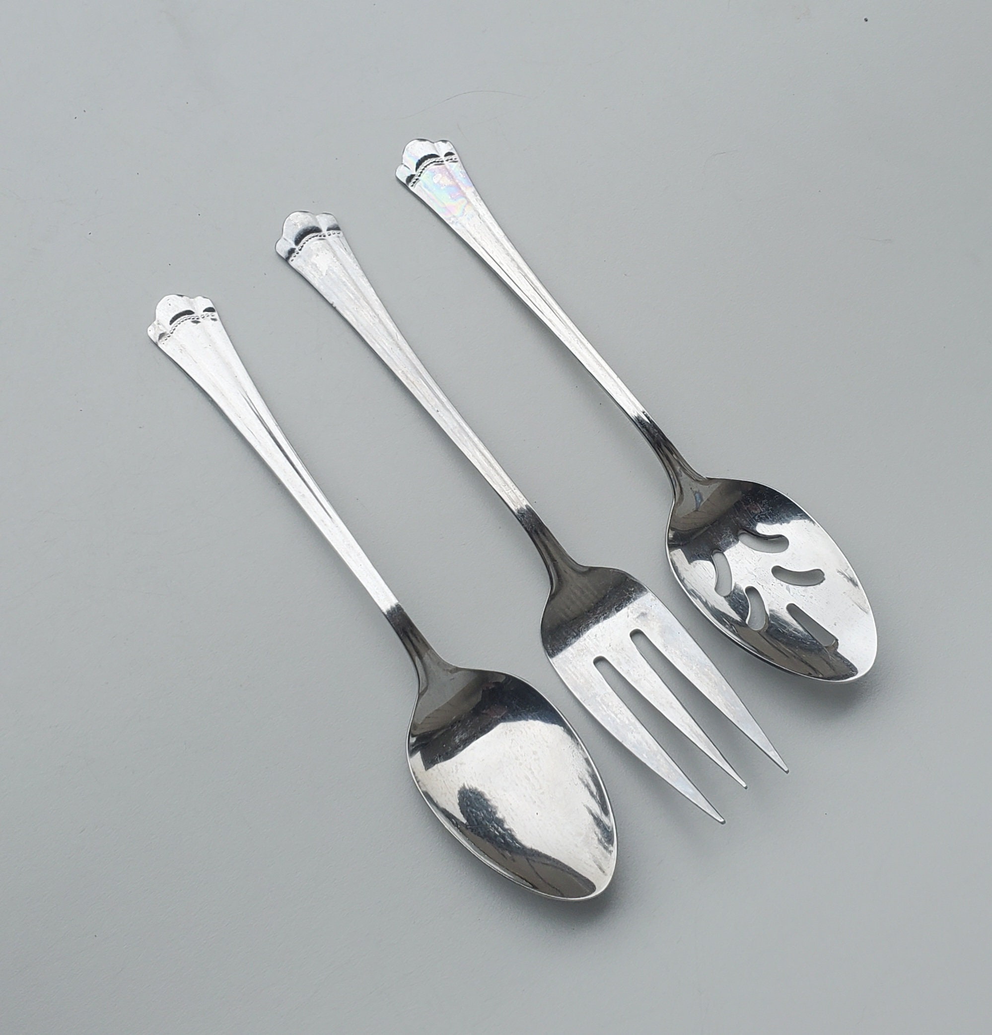 Farberware Stainless Romance Pattern Set of 3 Serving Pieces Glossy 1 ...