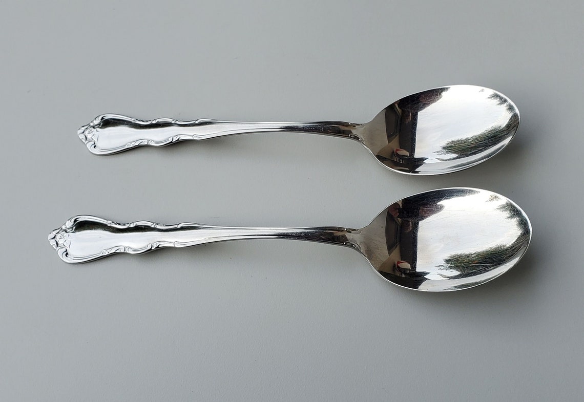 Wallace Stainless Discretion Pattern Set of 2 Serving Spoons - Etsy