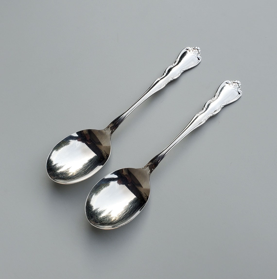 Wallace Stainless Discretion Pattern Set of 2 Serving Spoons - Etsy