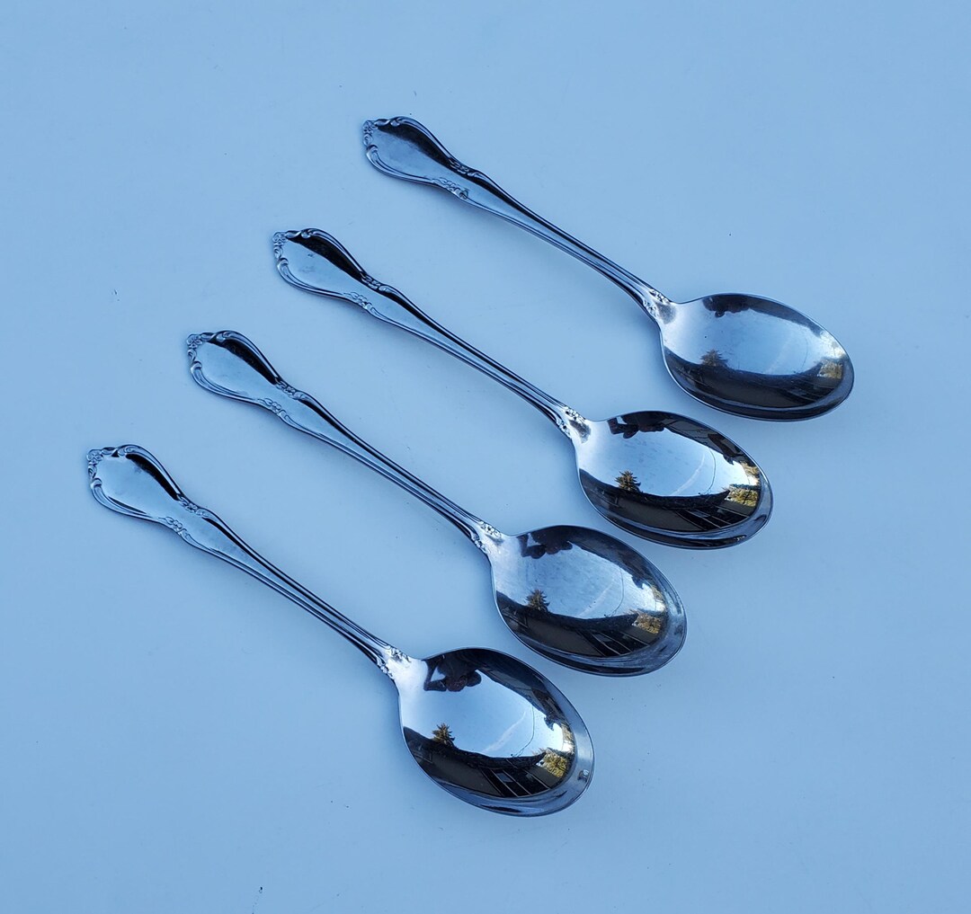 Oneida Deluxe Oneidacraft Chateau Pattern Set of 4 Soup Spoons Glossy ...