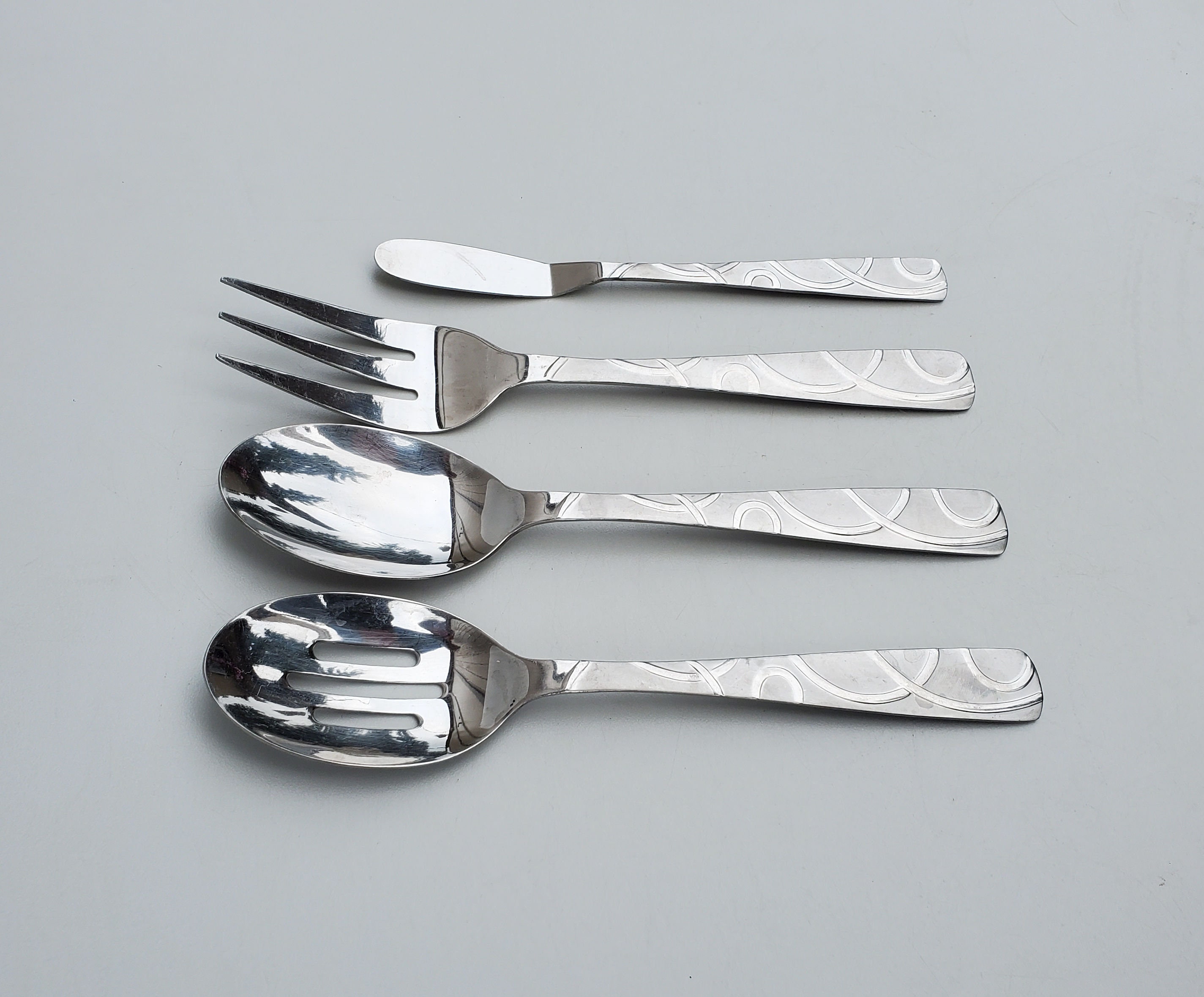 Cambridge Stainless Flatware Conquest Pattern - Set of 4 Serving Pieces ...