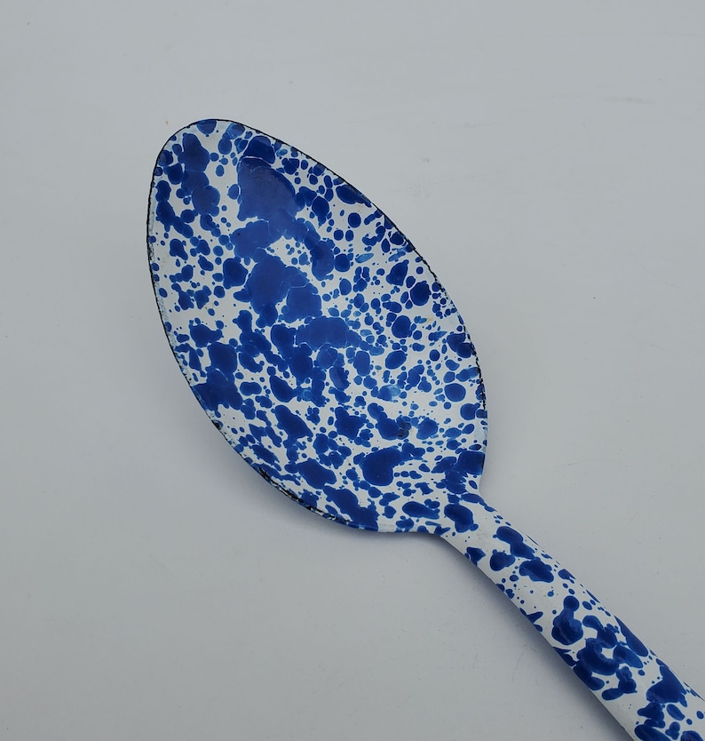 Large Blue and White Splatterware Oval Serving Spoon - Etsy