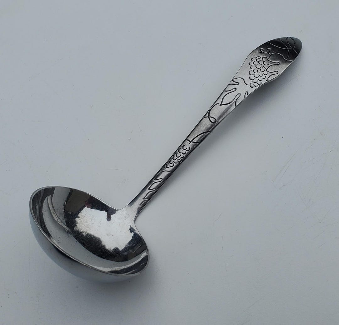 Flint Stainless Flatware Etched Grape Design - Gravy Ladle - Arched ...
