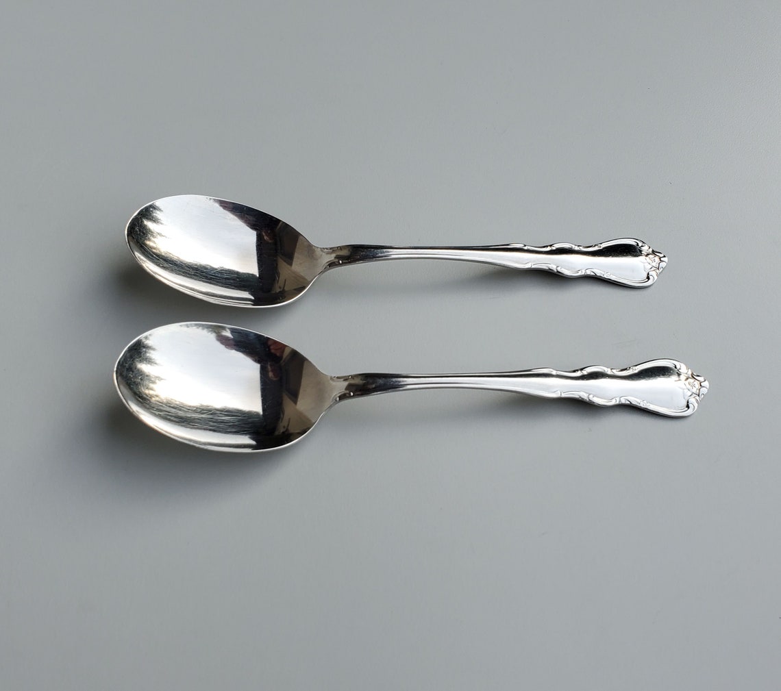 Wallace Stainless Discretion Pattern Set of 2 Serving Spoons - Etsy