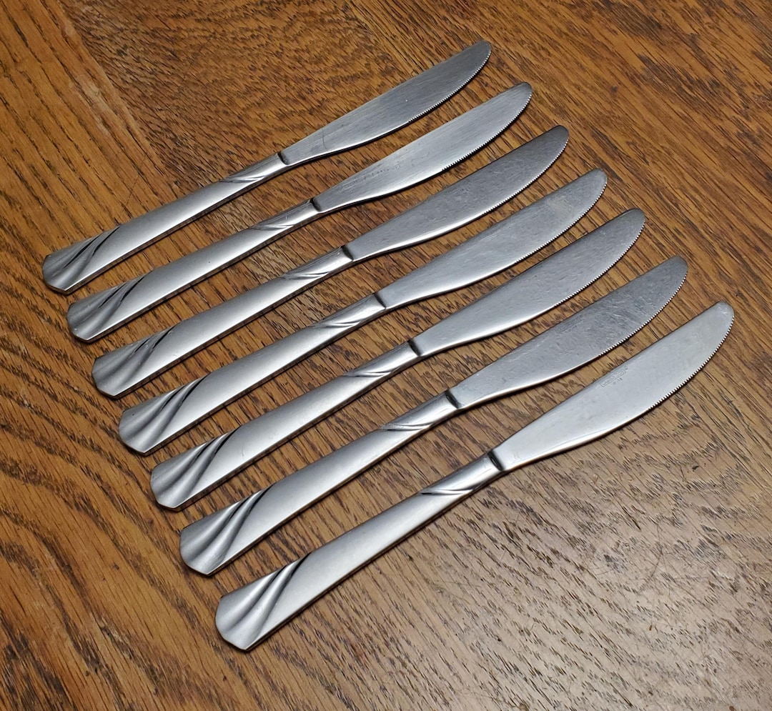 Cambridge Stainless Flatware - Set of 6 Dinner Knives - Glossy Finish ...