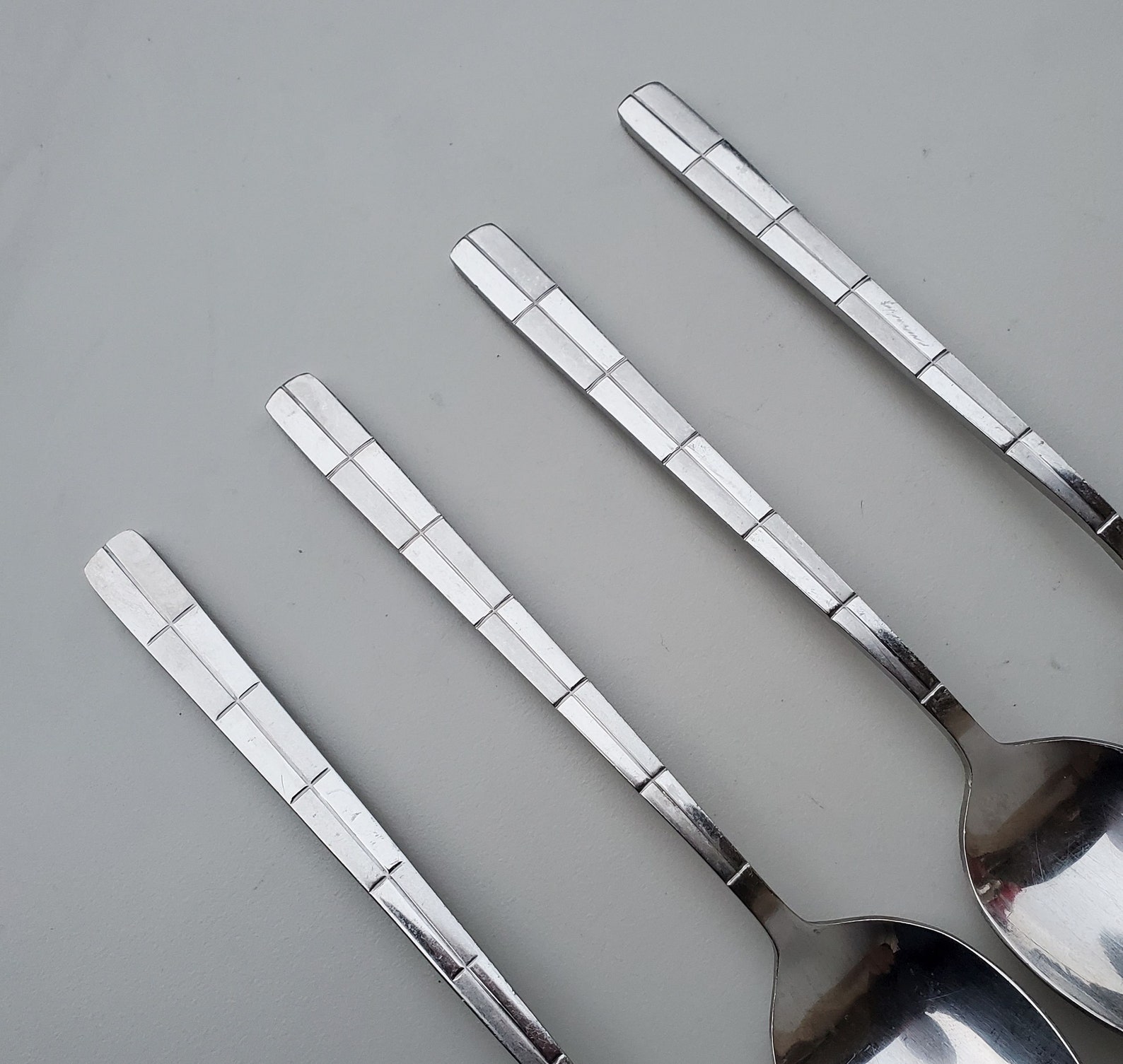 Cambridge 18/0 Stainless Landscape Pattern Set of 4 Soup Spoons Satin ...