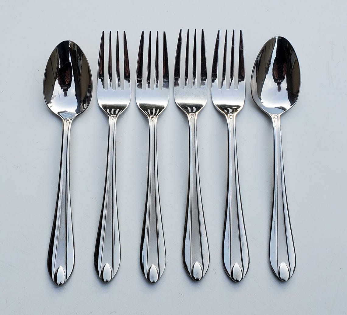 Hampton Silversmiths Classy Anastasia Pattern - Set of 4 Salad Forks ...