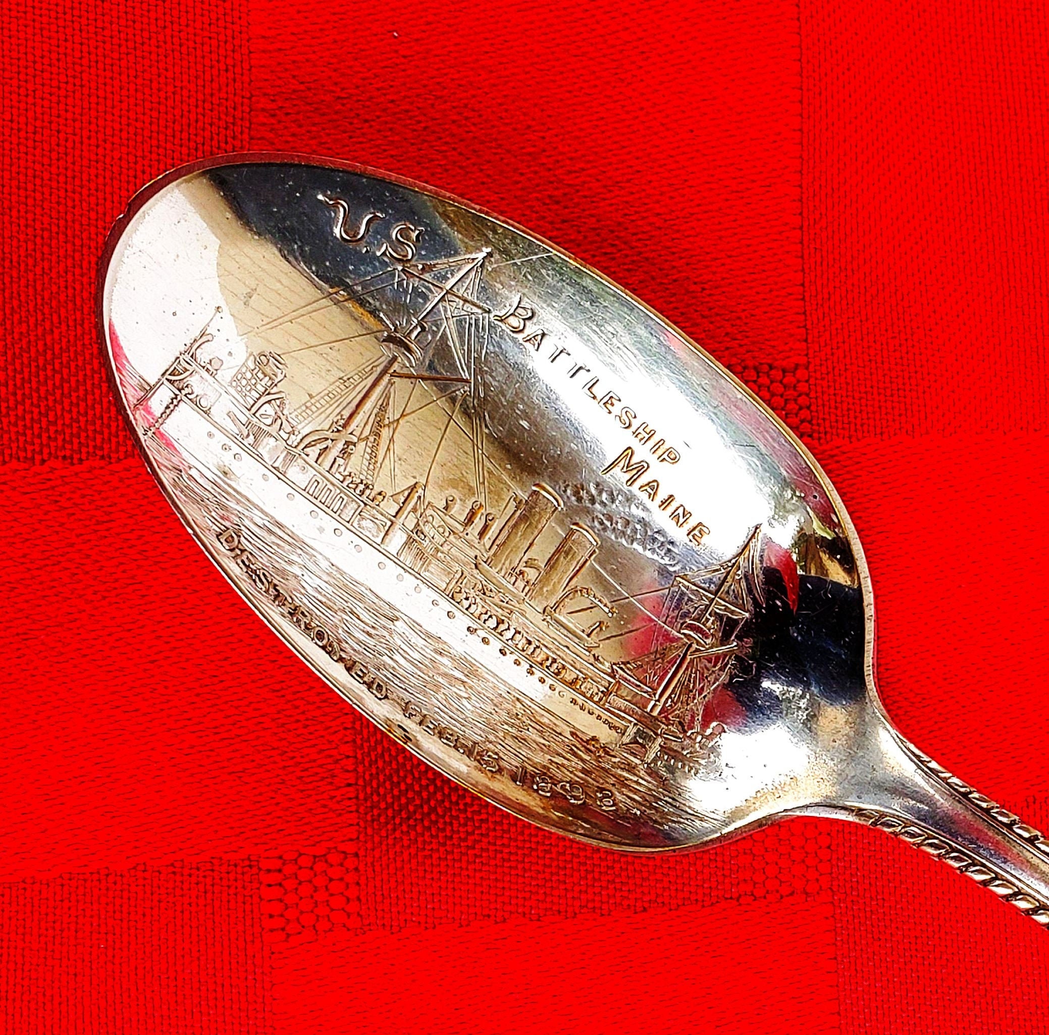 U S Battleship Maine Commemorative Novelty Spoon Captain Sigsbee ...