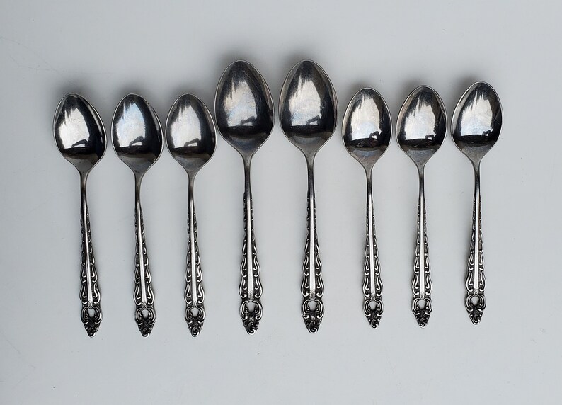 National Stainless Elysian Pattern Set of 8 Spoons 2 Soup Spoons 6 ...