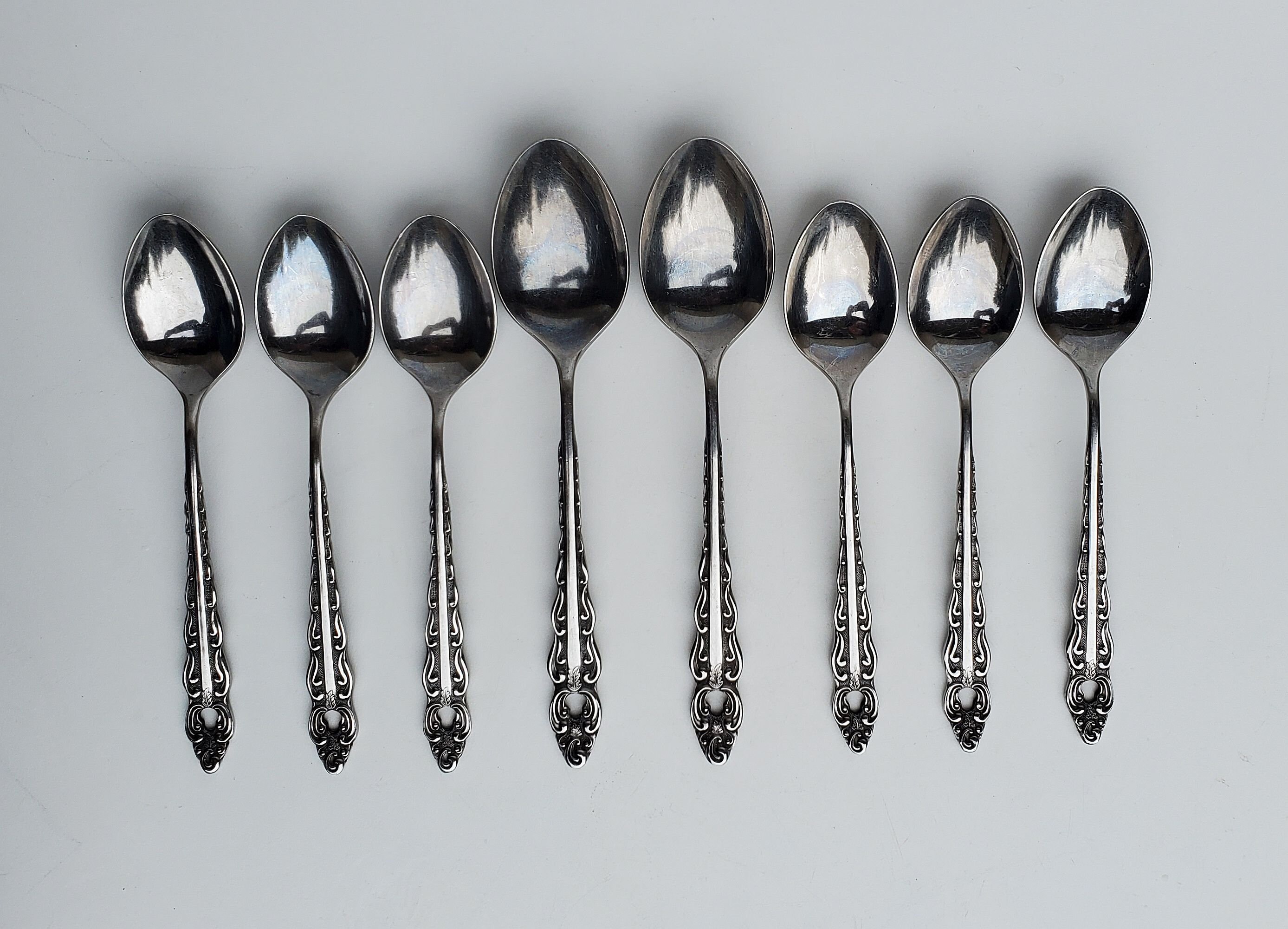 National Stainless Elysian Pattern Set of 8 Spoons 2 Soup Spoons 6 ...