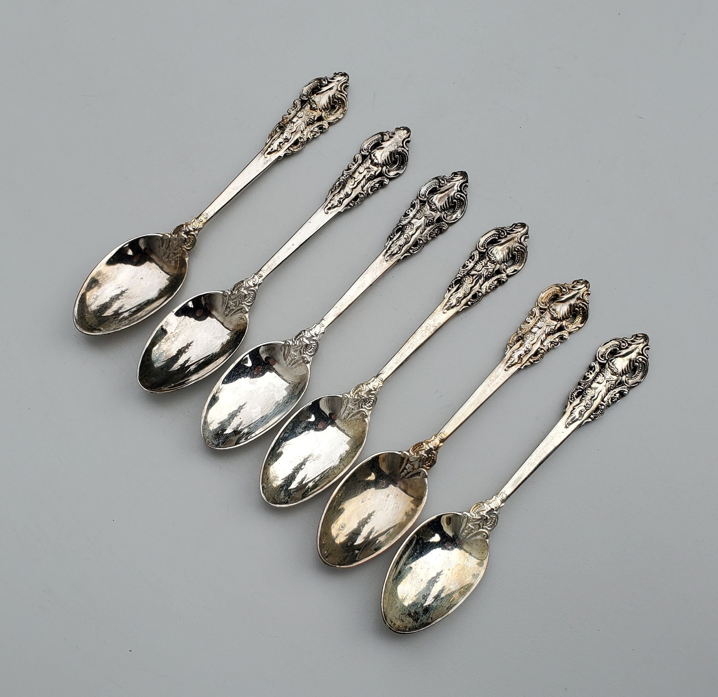 Godinger Silverplate Baroque Pattern Set of 6 Teaspoons Ornate Handle ...