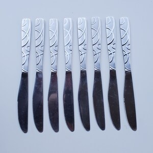 Cambridge Stainless Conquest Pattern Set of 8 Dinner Knives Frosted ...