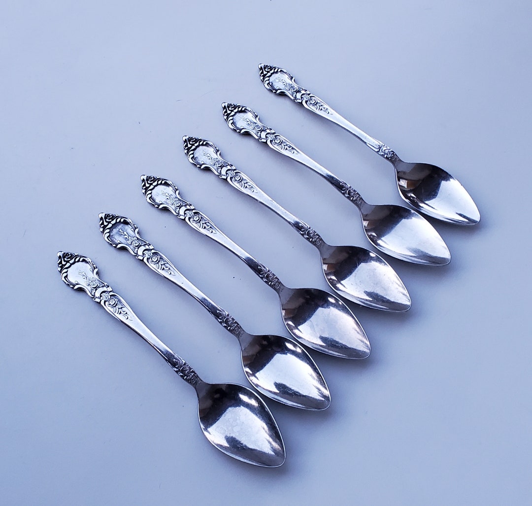 National Stainless Rose and Leaf Pattern - Set of 6 Soup Spoons ...