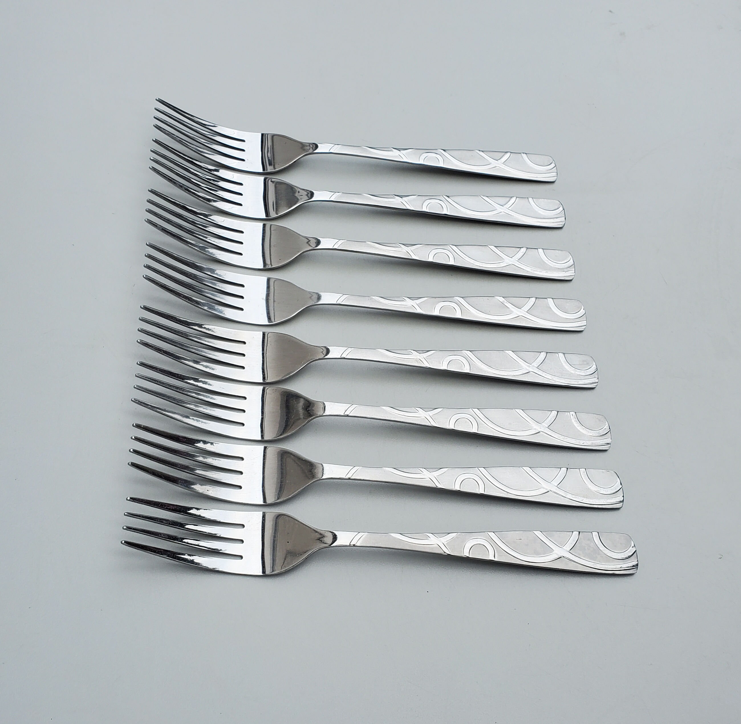 Cambridge Stainless Conquest Pattern Set of 8 Dinner Forks Satin Finish ...