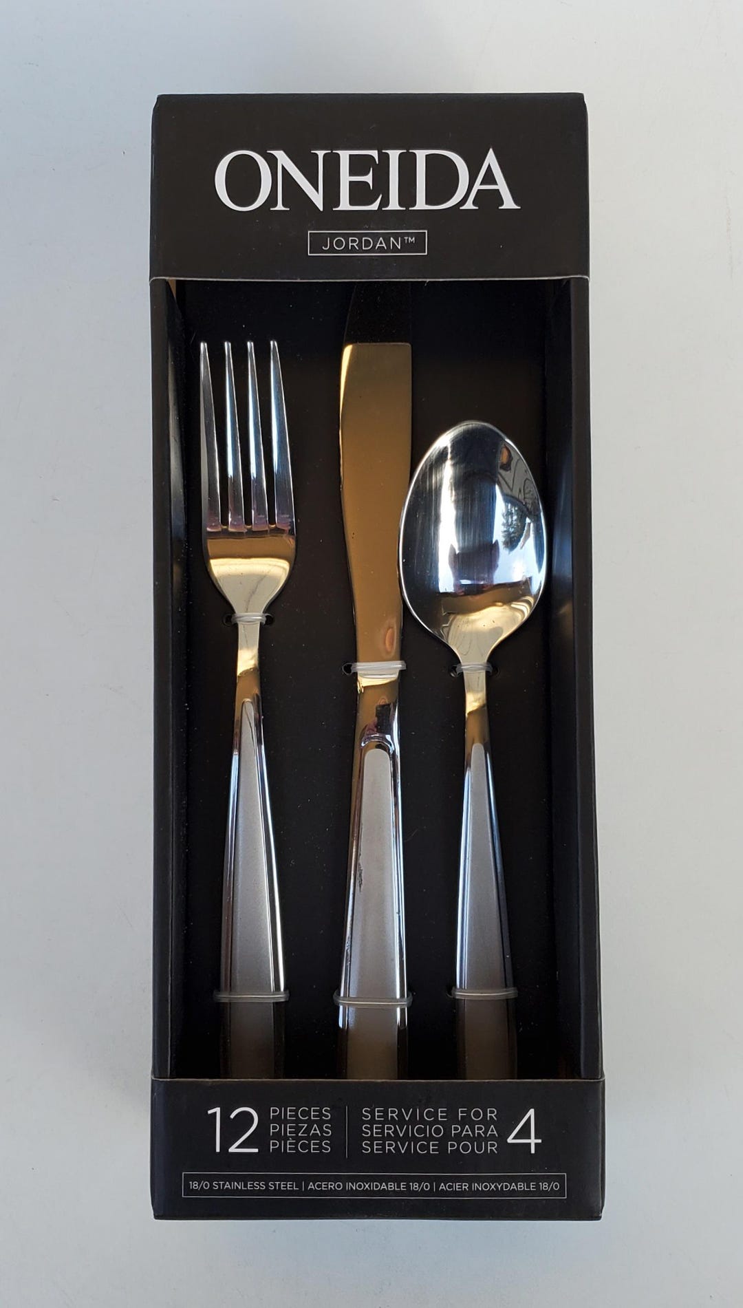 Oneida 18/0 Stainless Jordan Pattern - New 12 Piece Set in Box - Satin ...
