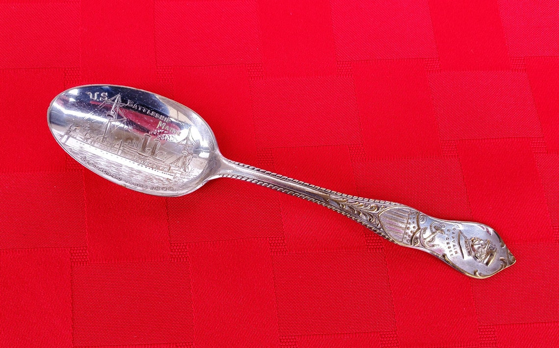 U S Battleship Maine Commemorative Novelty Spoon Captain Sigsbee ...