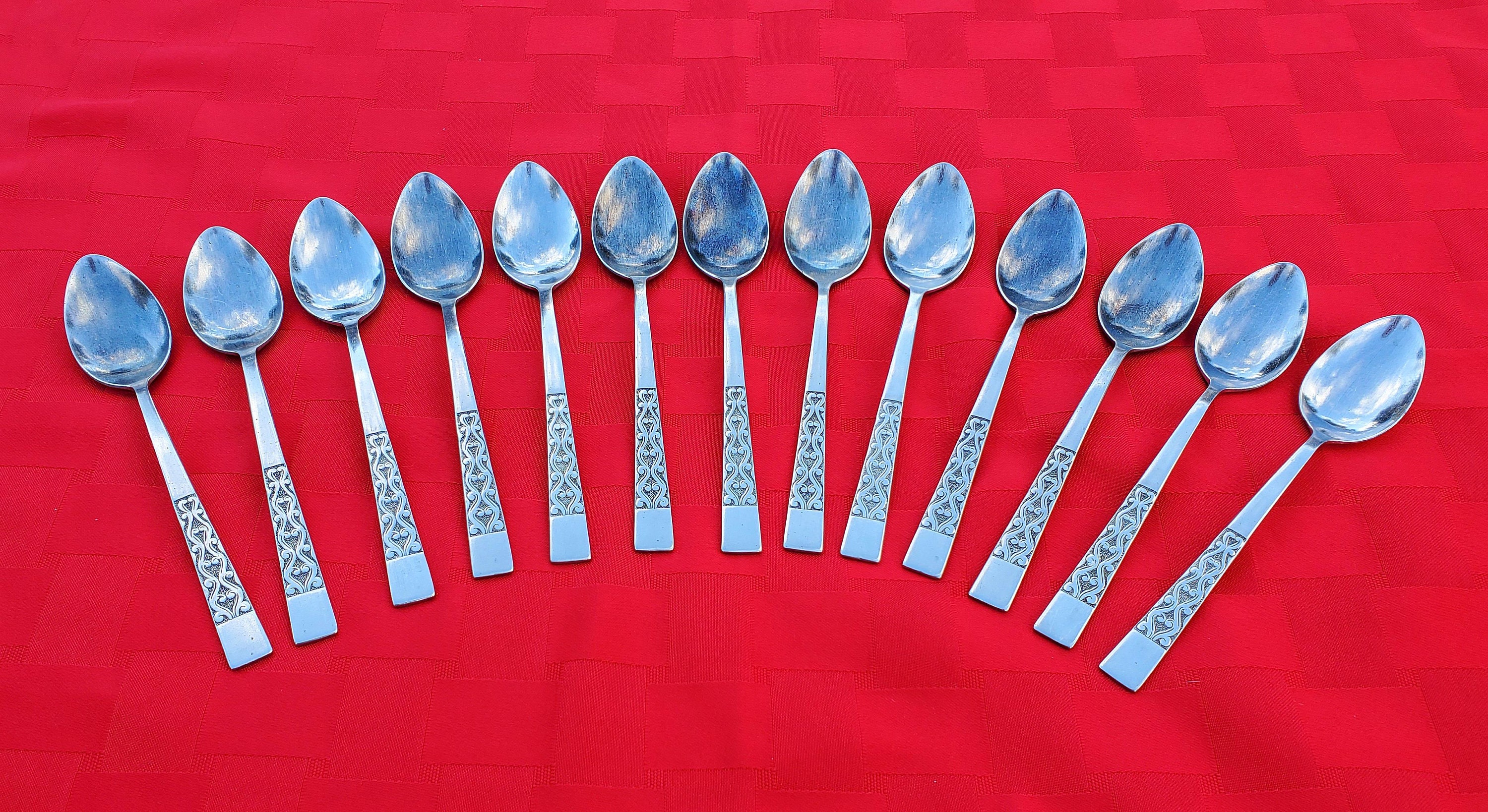 National Intermezzo Stainless Flatware Set of 13 Teaspoons Fancy Scroll ...